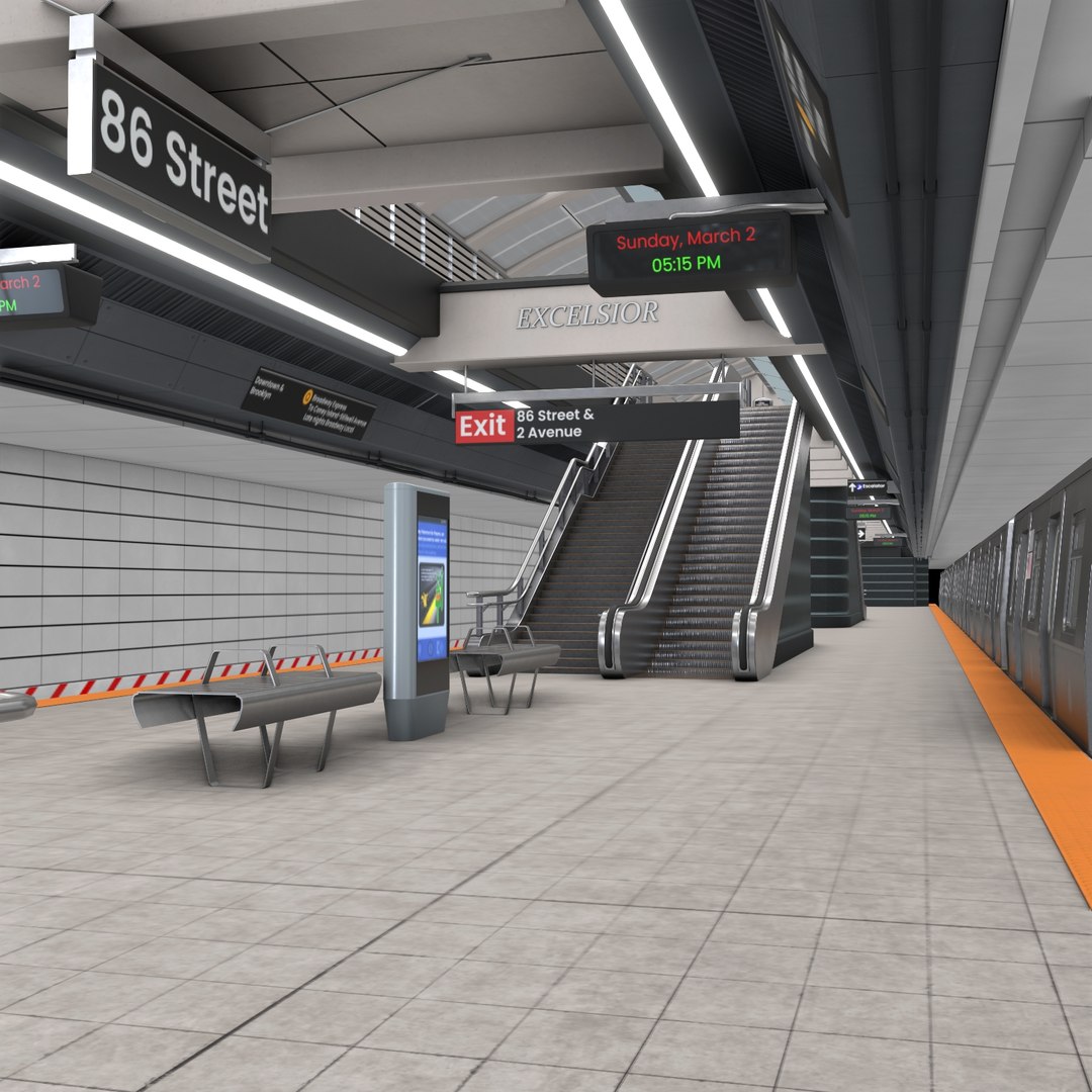 3D Subway Station With Car Model - TurboSquid 2096346