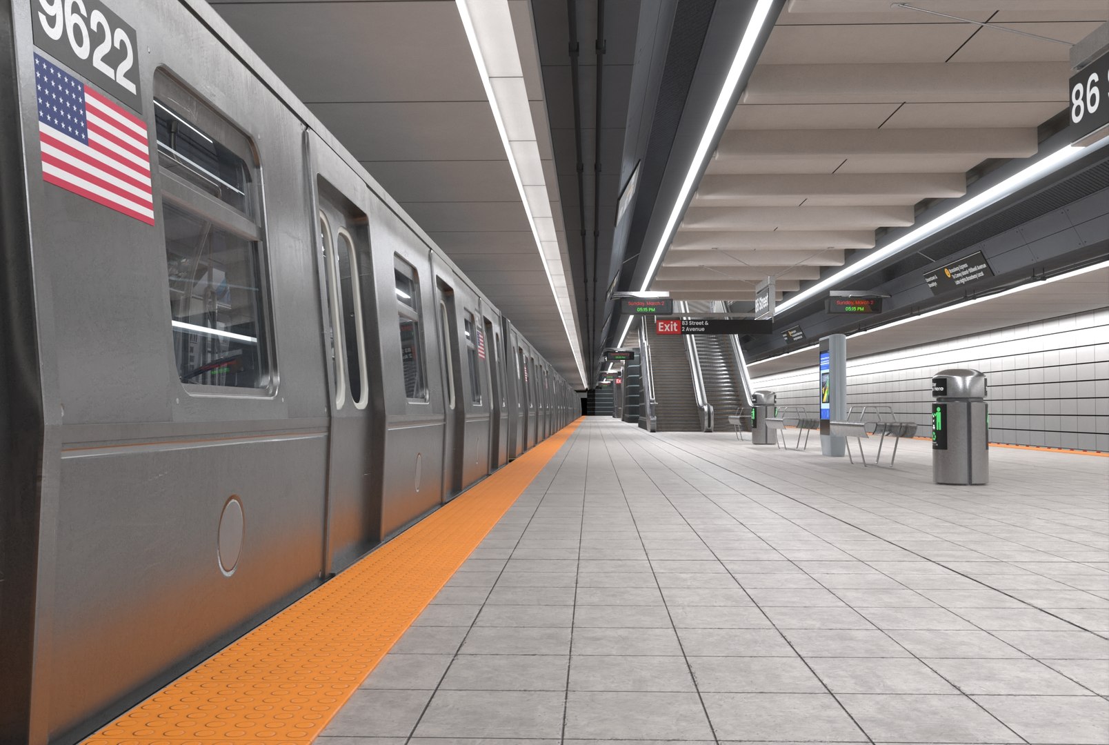3D Subway Station With Car Model - TurboSquid 2096346