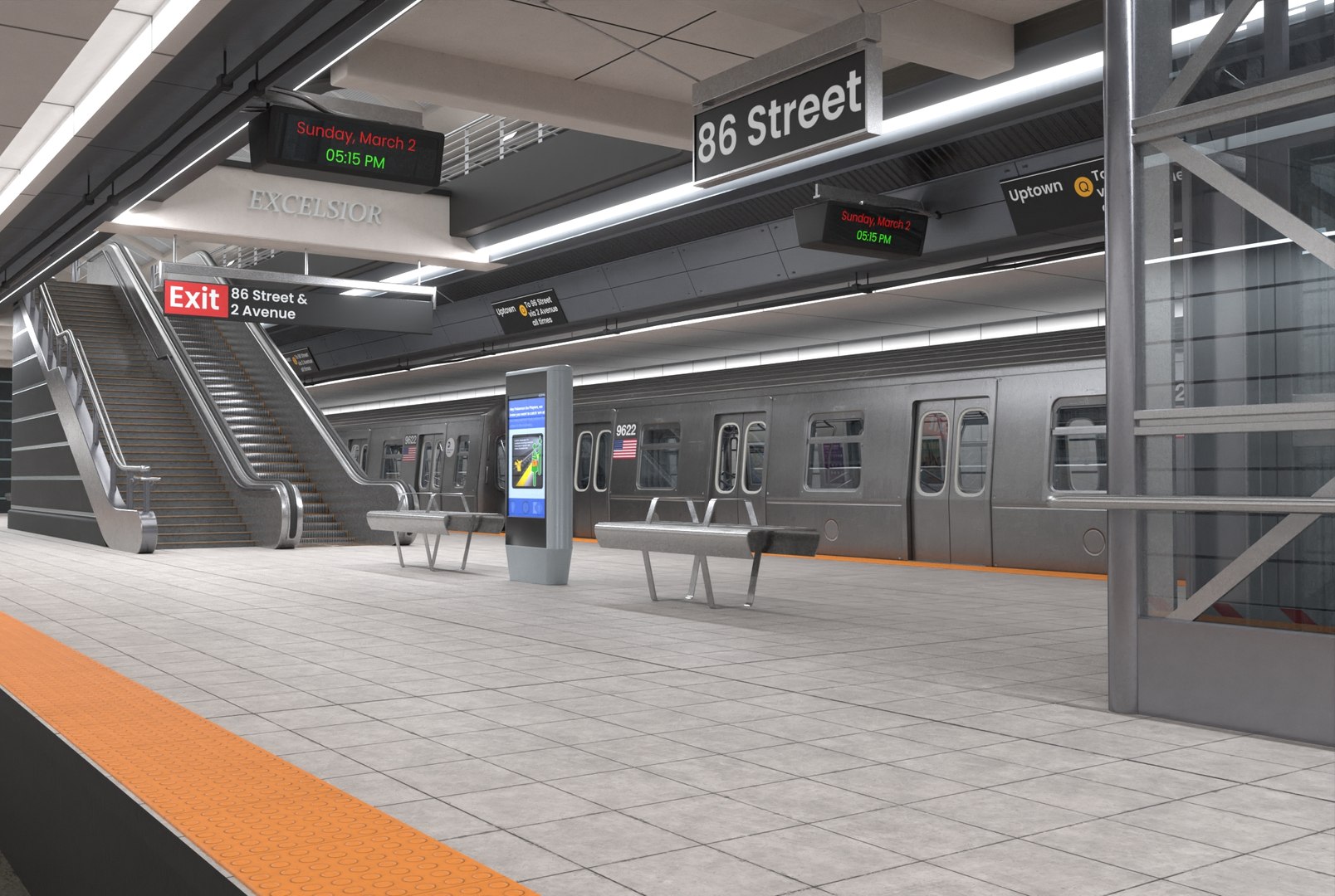 3D Subway Station With Car Model - TurboSquid 2096346