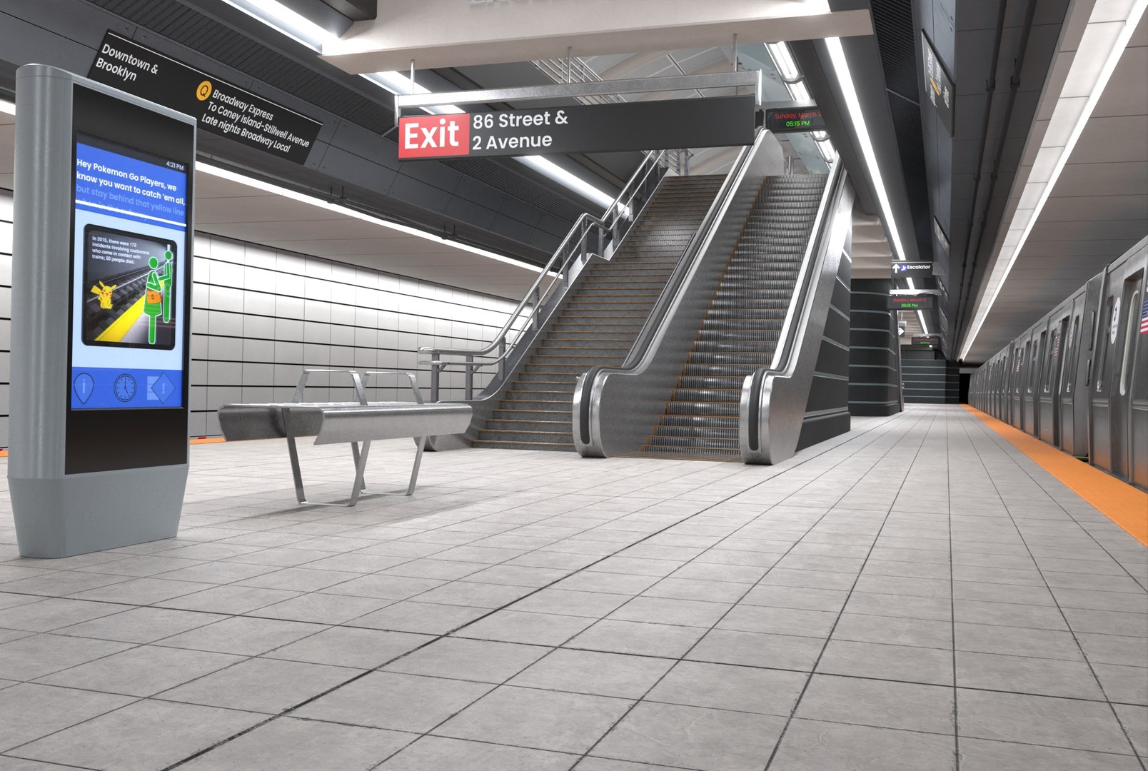 3D Subway Station With Car Model - TurboSquid 2096346