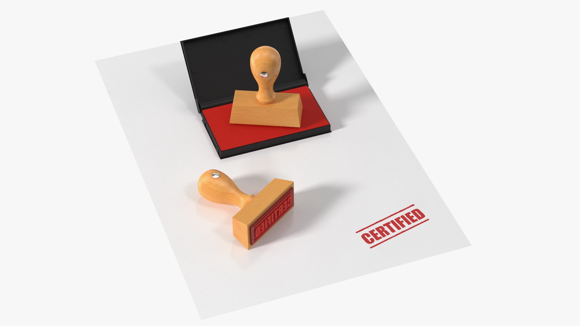 Wood Stamp With Inkpad Certified Set 3D Model - TurboSquid 1814998