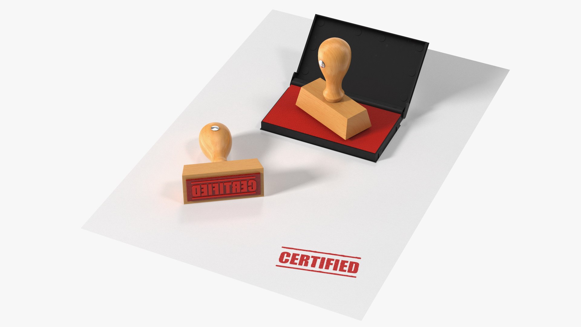 Wood Stamp With Inkpad Certified Set 3D Model - TurboSquid 1814998