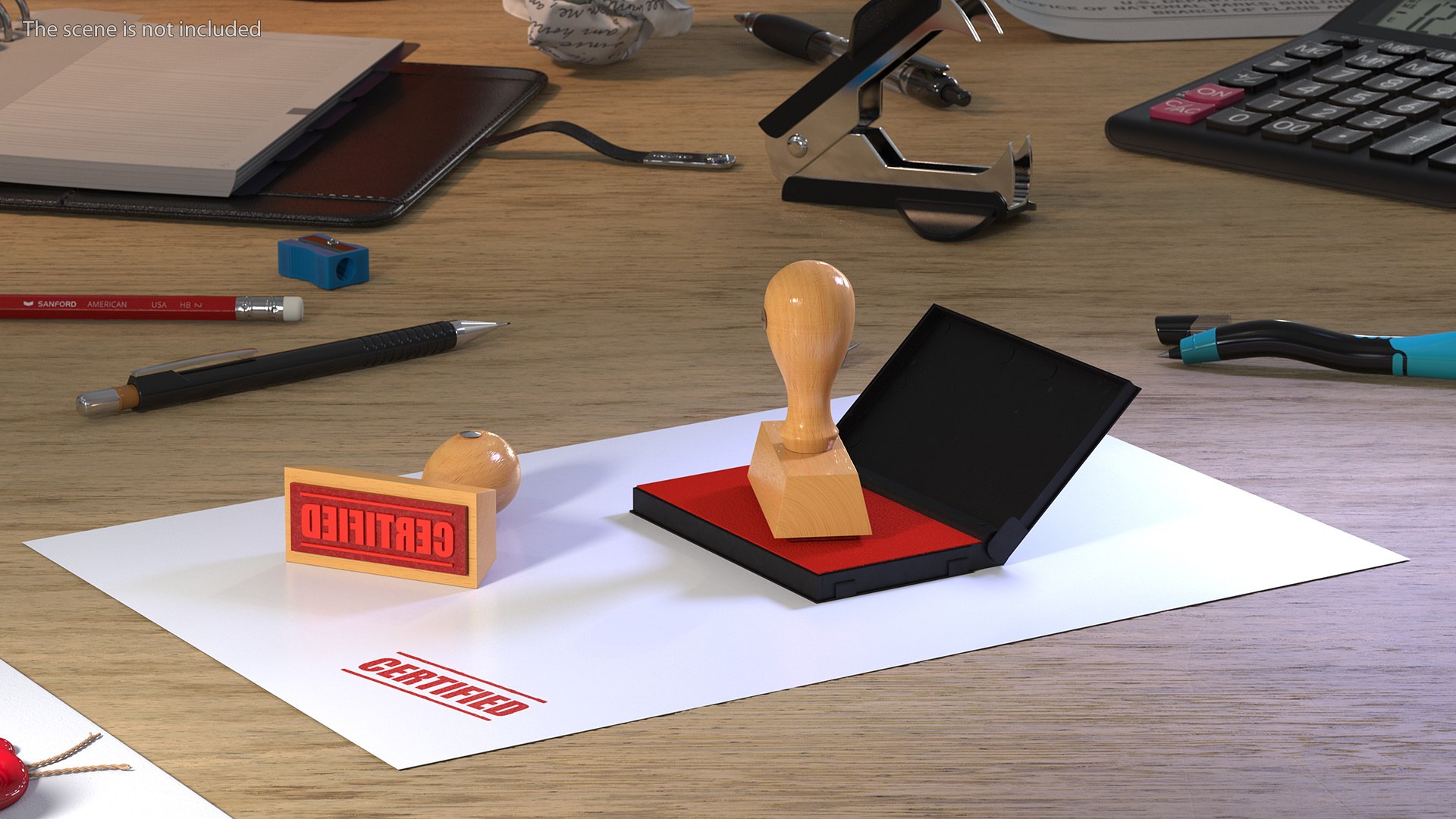 Wood Stamp With Inkpad Certified Set 3D Model - TurboSquid 1814998