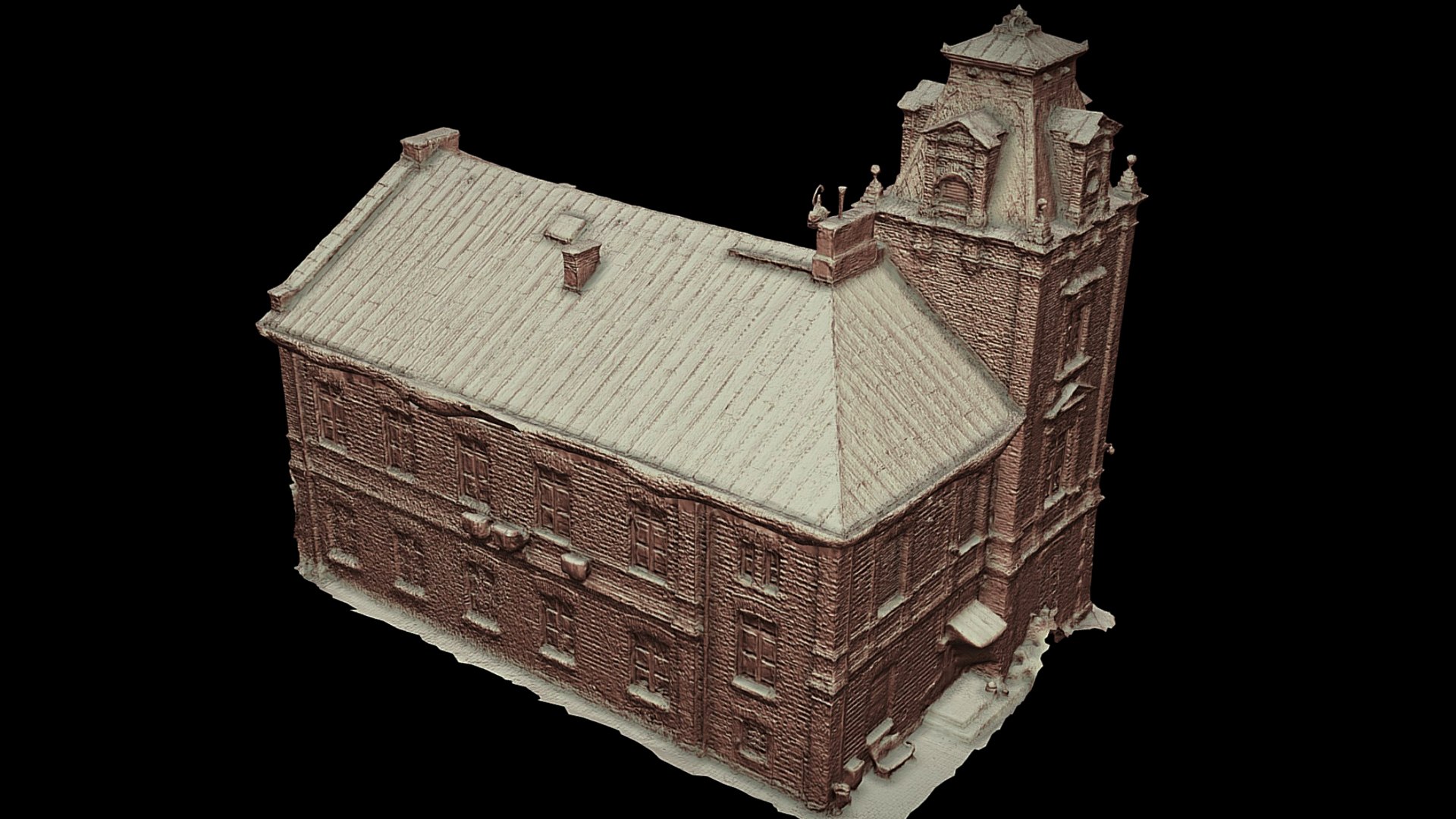 Classical Abandoned Bricks Building Drone Photogrammetry Model ...