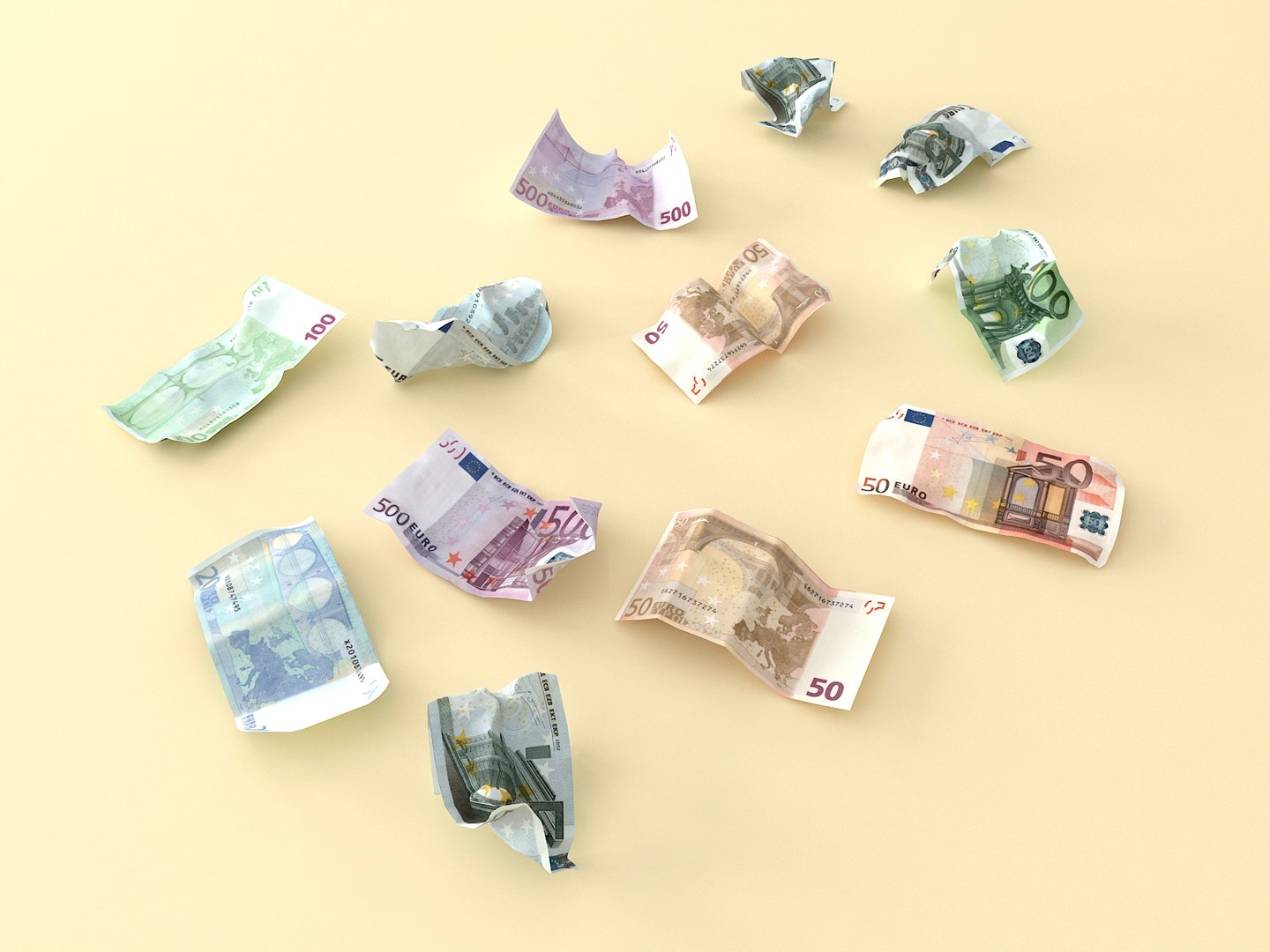 Crumpled Money 3d Max