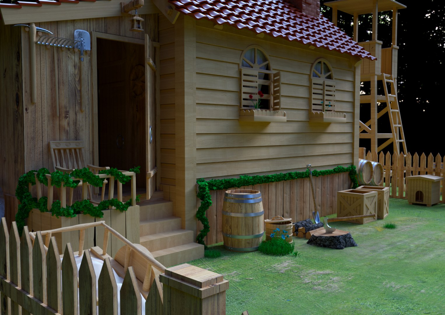 3D model cute wooden house - TurboSquid 1718231