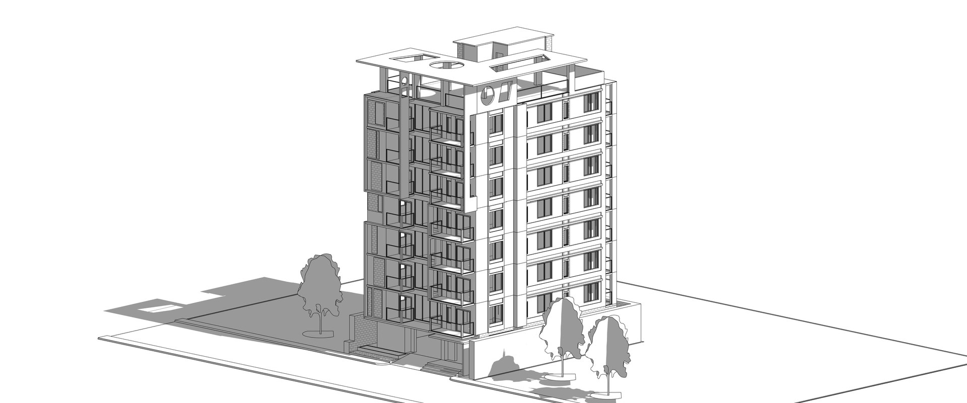 Apartment Building In Revit Model - TurboSquid 2167901