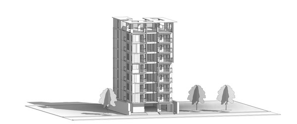 modelo 3d Edificio de apartamentos en Revit - TurboSquid 2167901