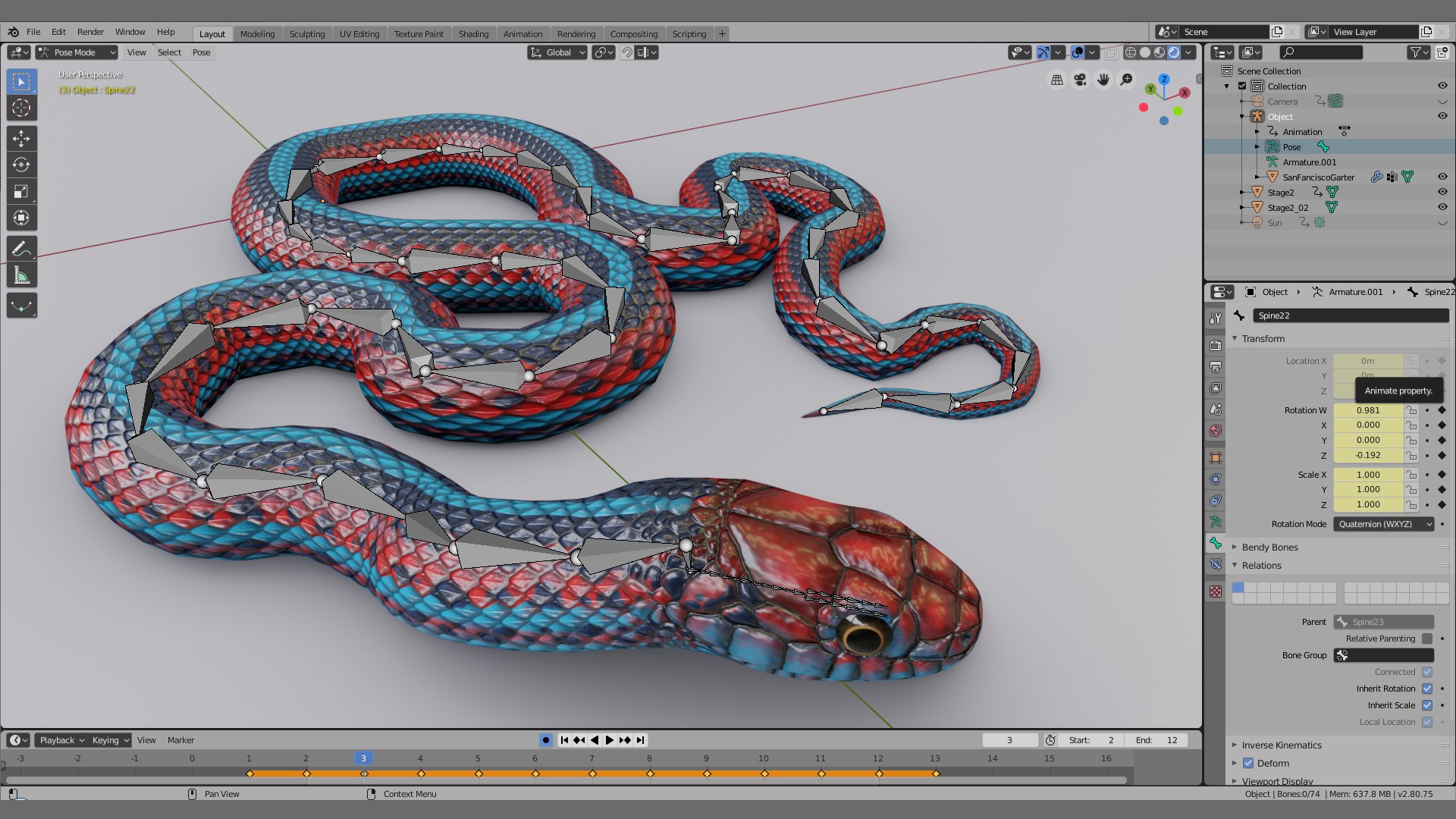 San Francisco Garter Snake - Rigged 3D - TurboSquid 1774470