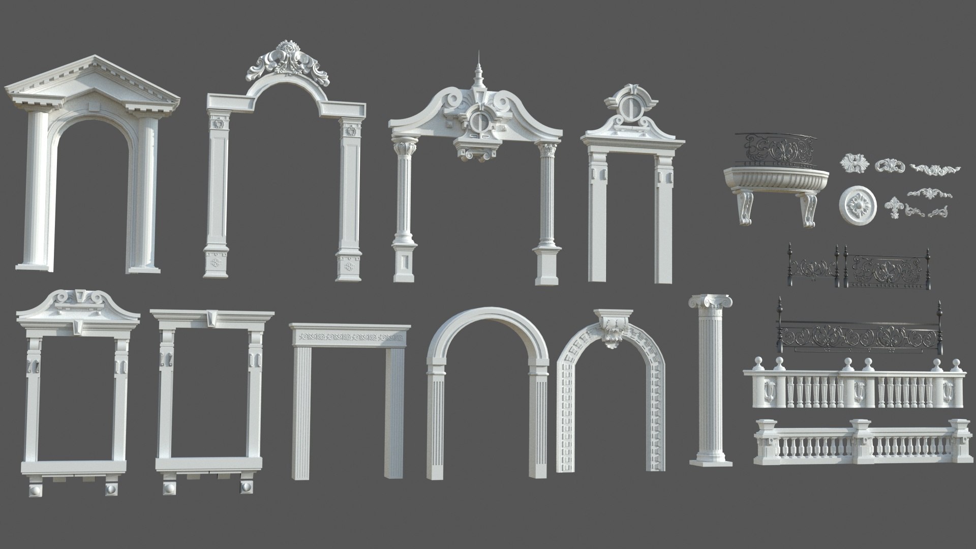 3D Model Doors Windows Decor Set - TurboSquid 2338436