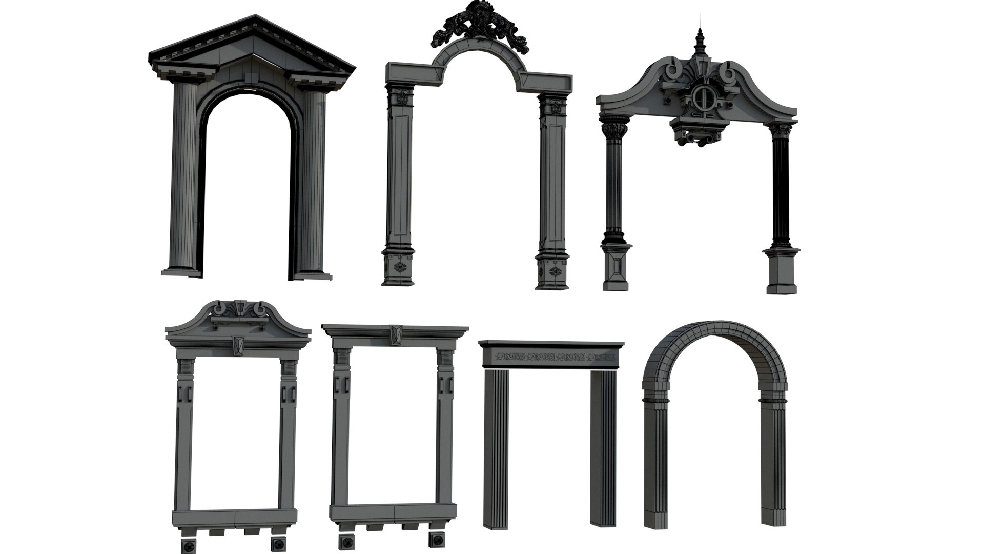 3D Model Doors Windows Decor Set - TurboSquid 2338436