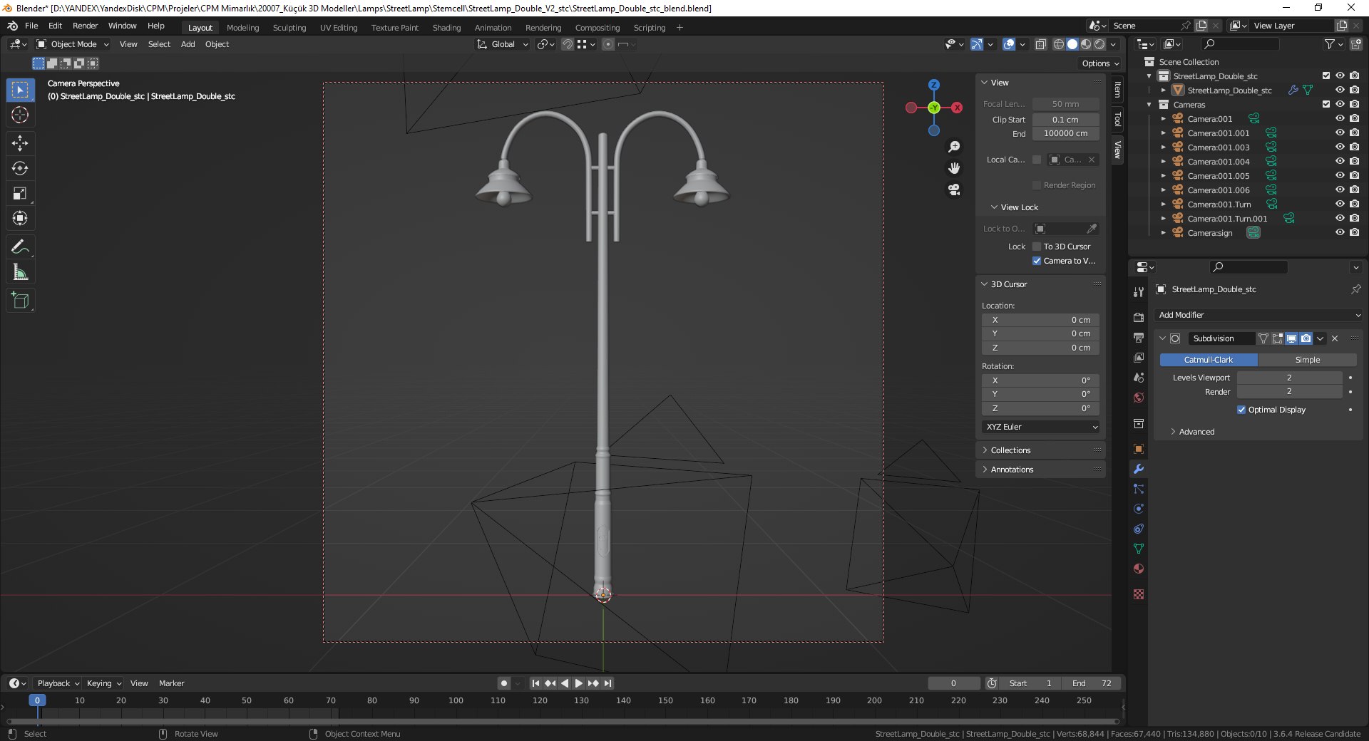 Street Lamp Double V2 3D Model - TurboSquid 2134290