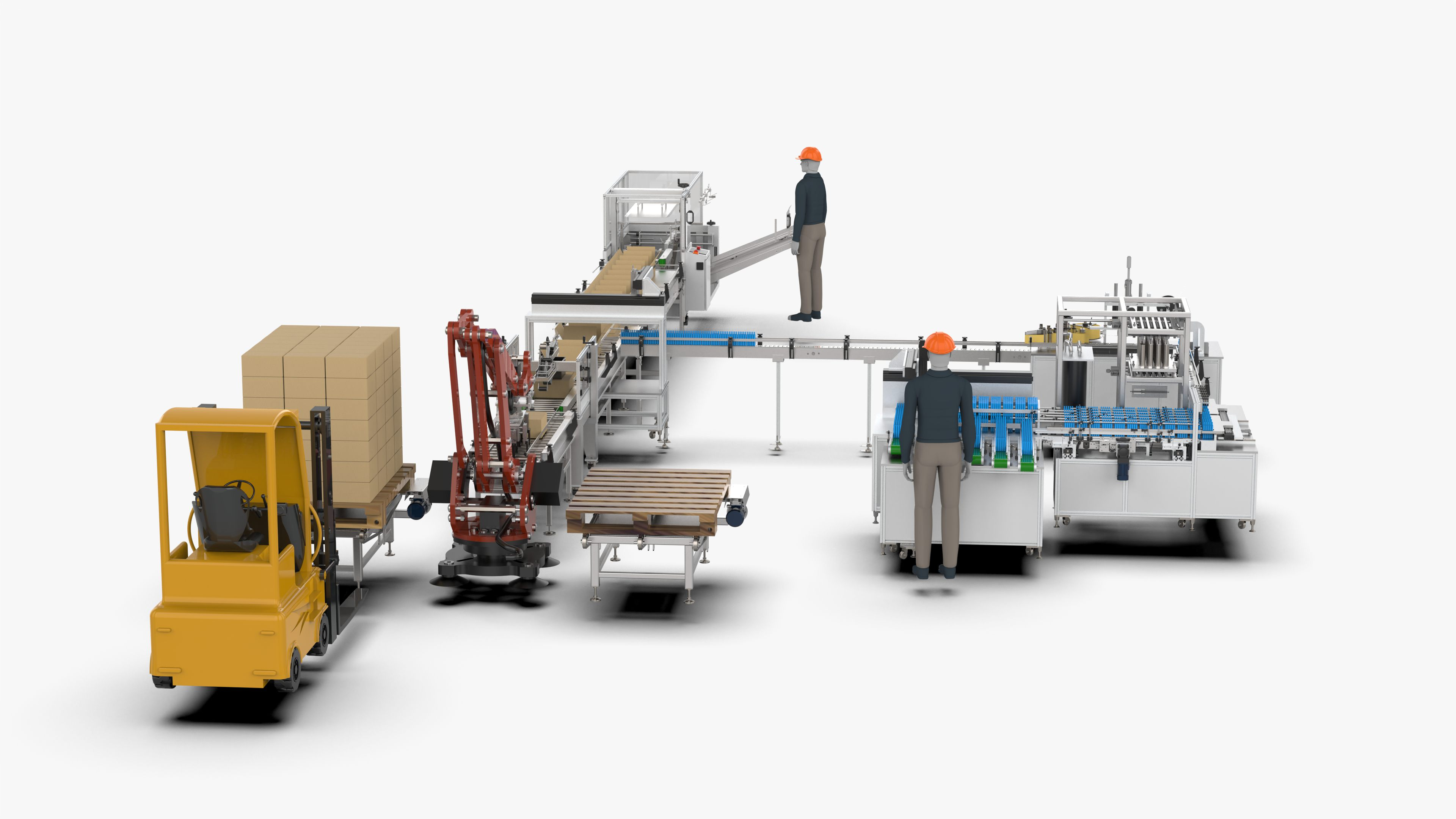 modelo 3d Automatic Loading and Unloading Filling Labeling and Palletizing Production Line ...