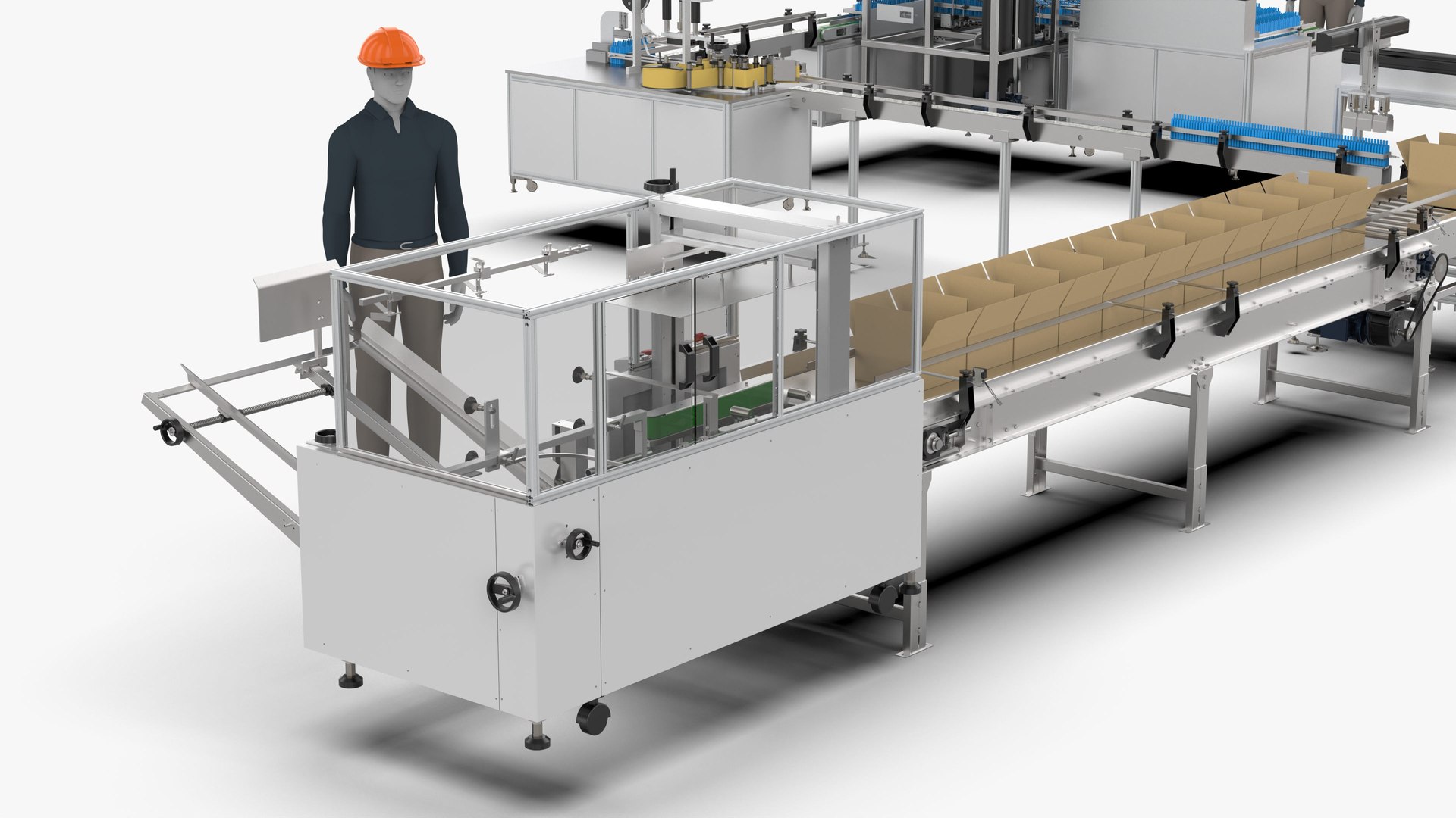 3D Model Automatic Loading And Unloading Filling Labeling And Palletizing Production Line ...