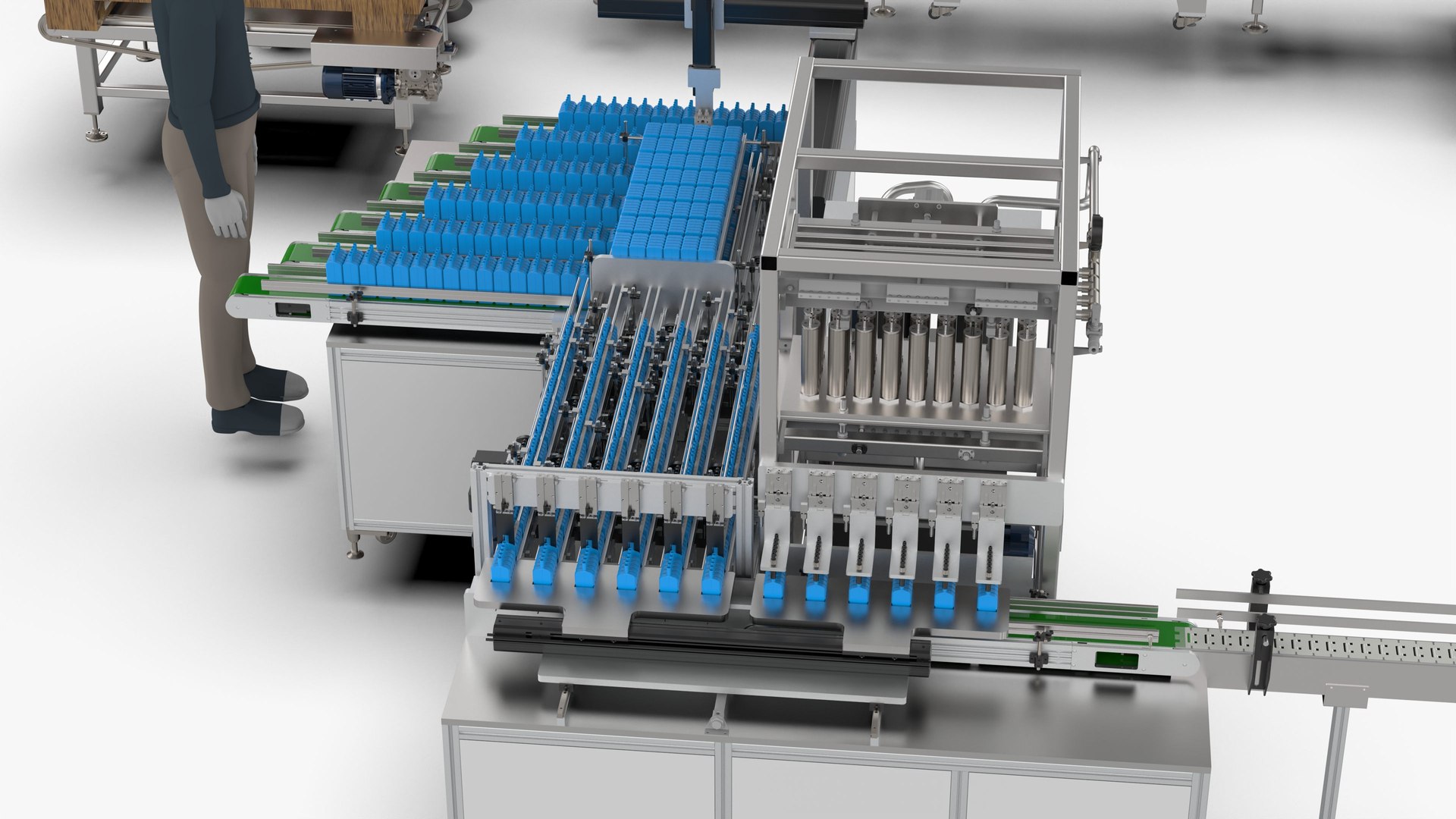 3D Model Automatic Loading And Unloading Filling Labeling And Palletizing Production Line ...