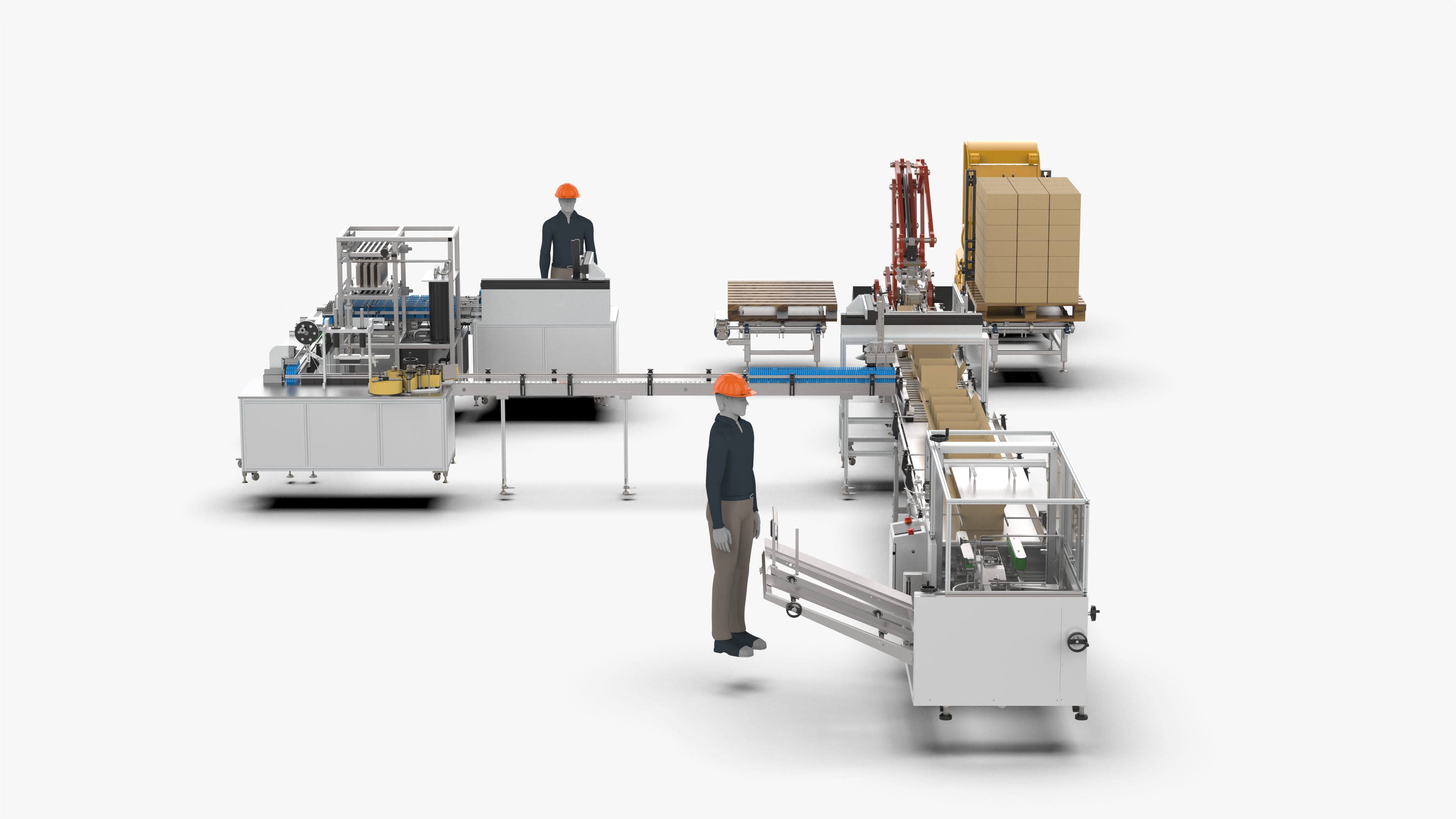 modelo 3d Automatic Loading and Unloading Filling Labeling and Palletizing Production Line ...