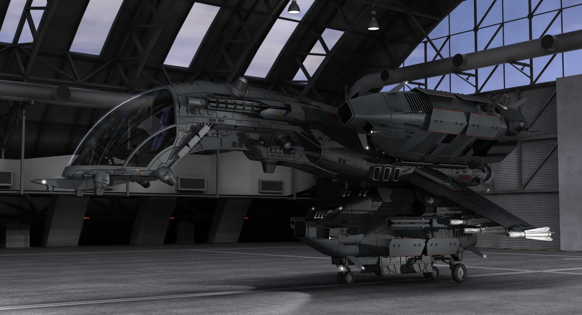 dragonfly space fighter 3d model