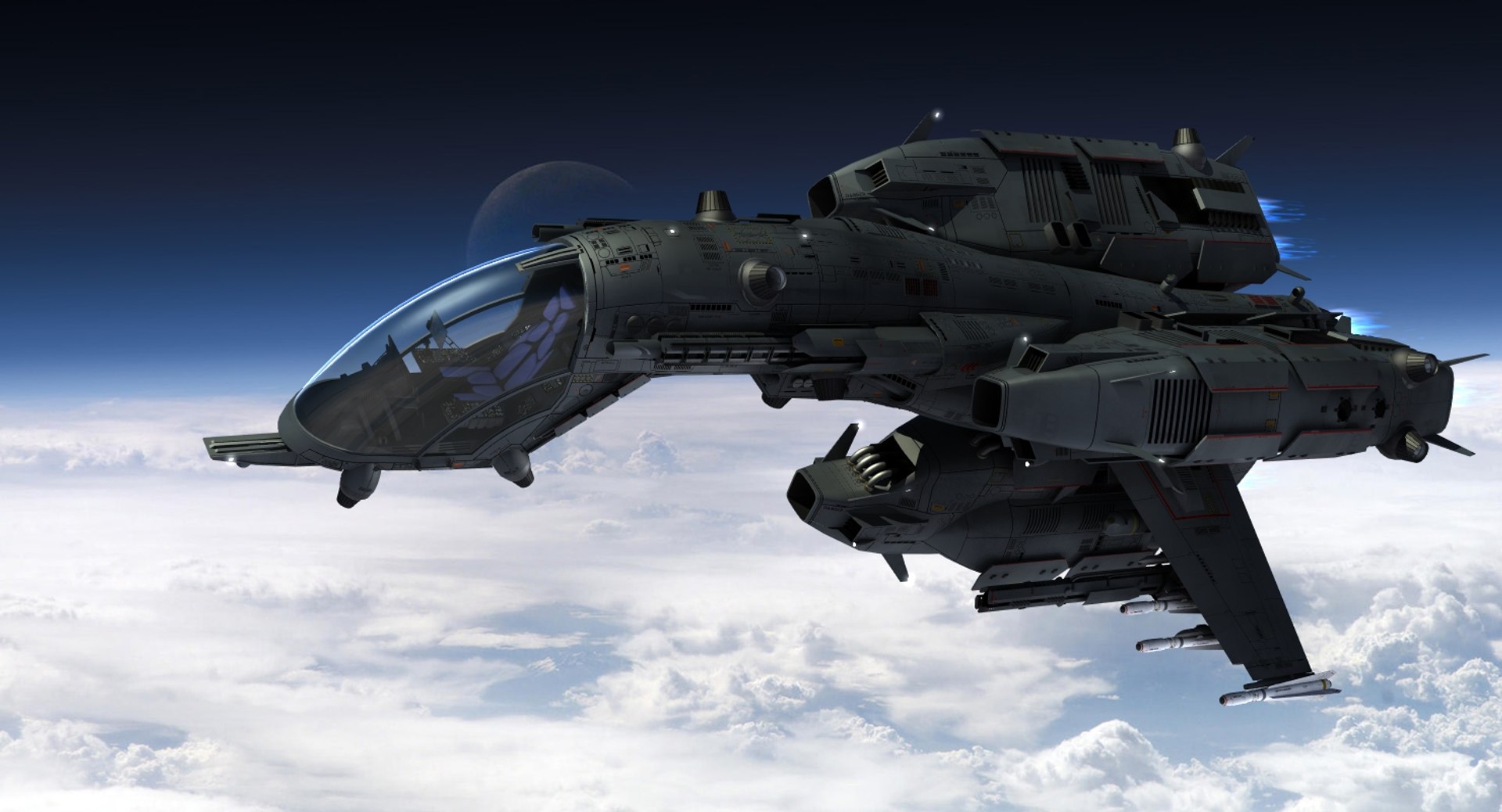 dragonfly space fighter 3d model