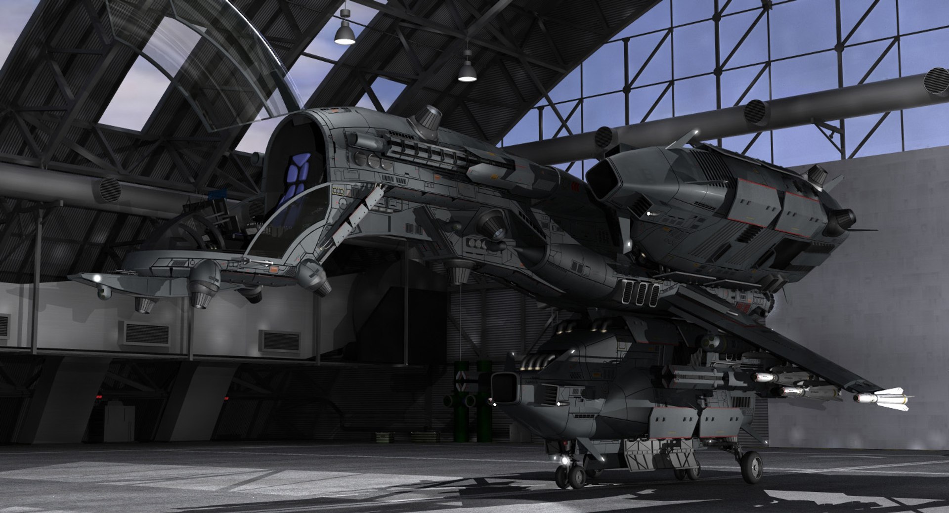 dragonfly space fighter 3d model