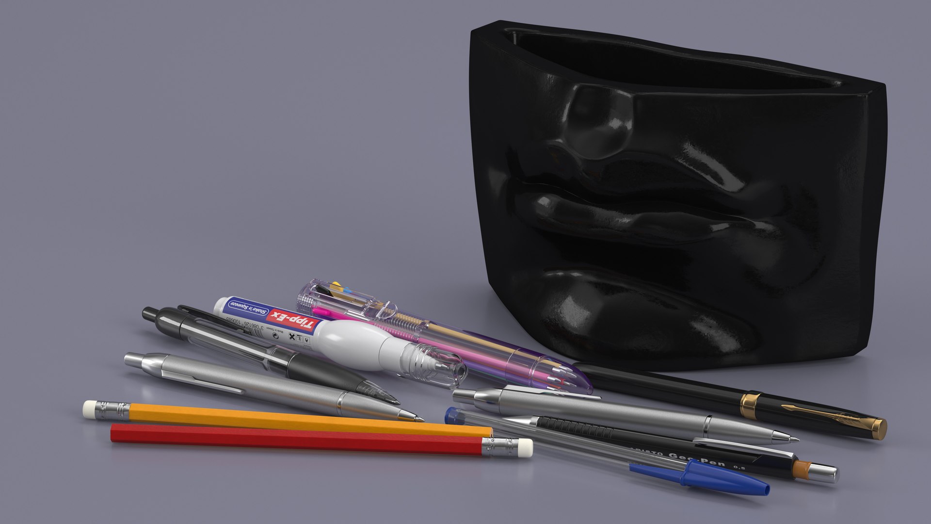 Michelangelo David Lips Decor Black With Pens 3D Model - TurboSquid 2270635