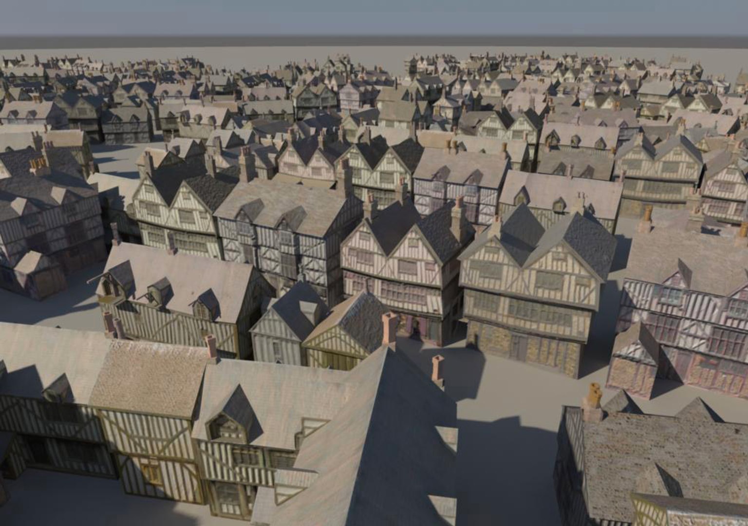 tudor medieval town houses 3d fbx