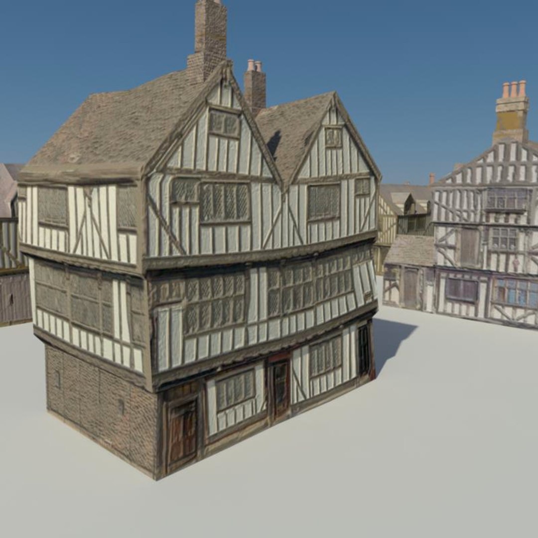 tudor medieval town houses 3d fbx