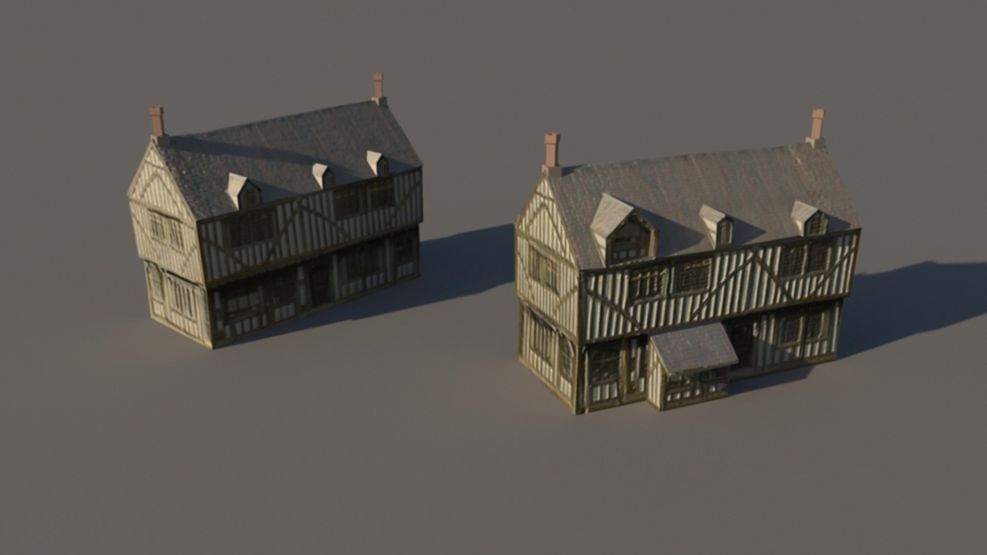 tudor medieval town houses 3d fbx