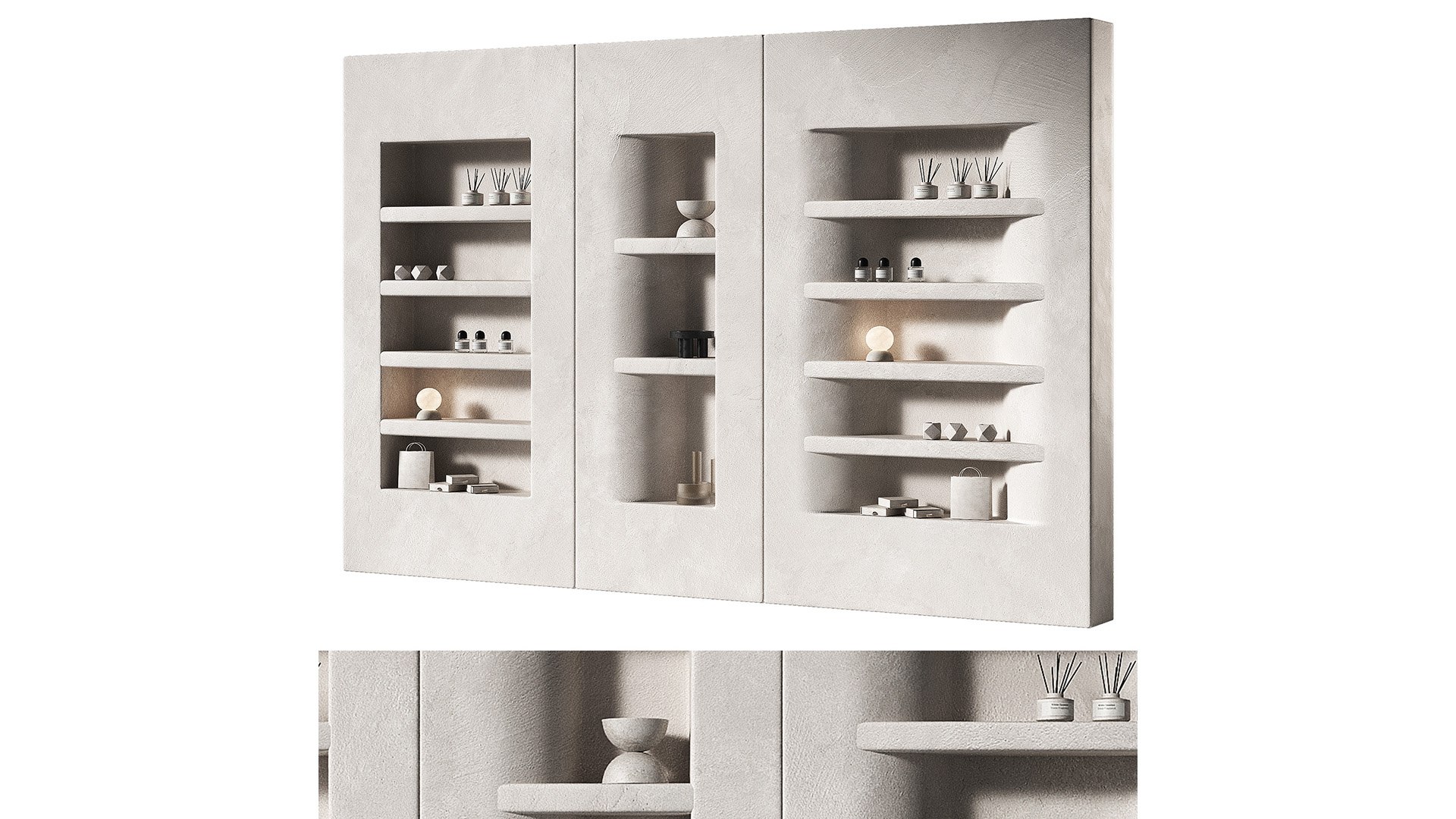 Niche Wall Shelving With Decor Rack Showcase Model - TurboSquid 2251976