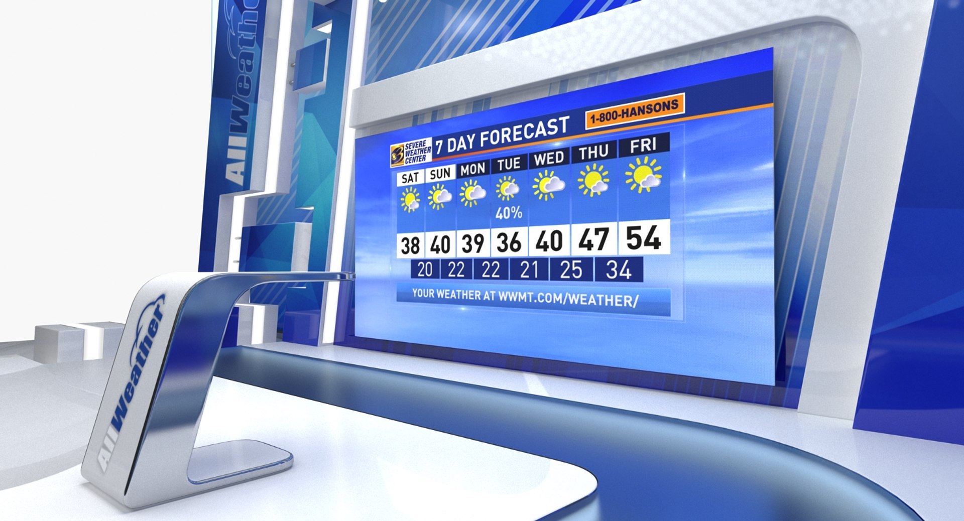 Weather Tv Studio Blue 3D - TurboSquid 1283460