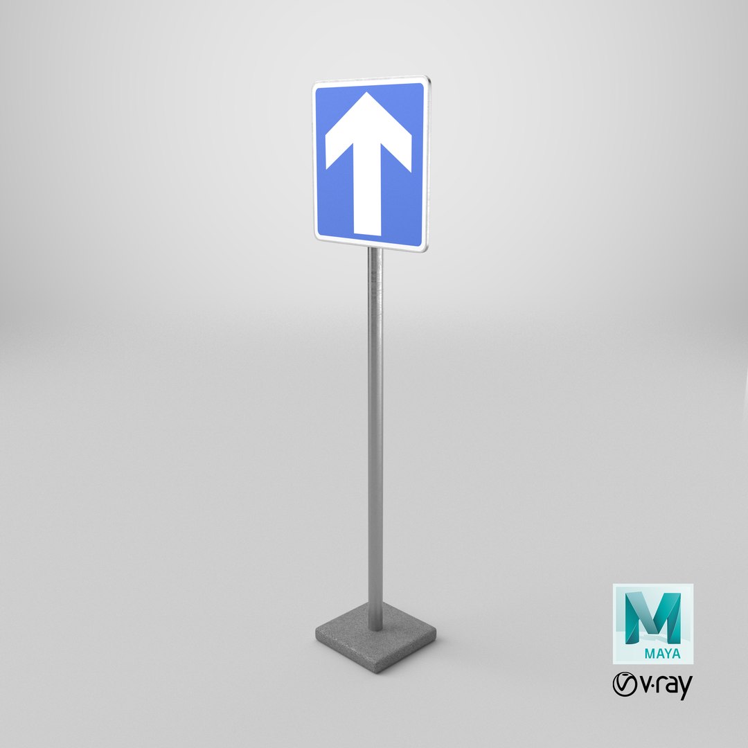 3D Model Road Sign One Way Traffic - TurboSquid 2211843
