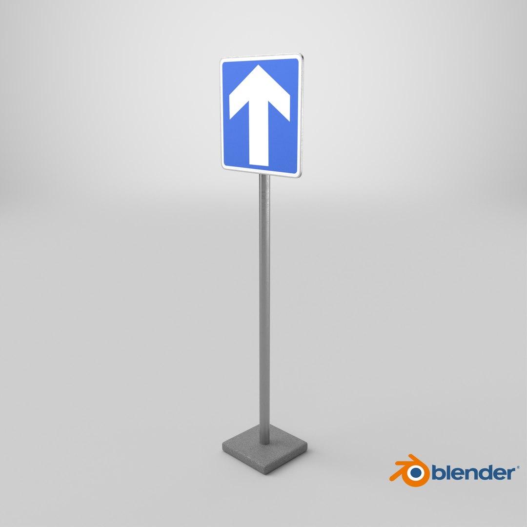 3D Model Road Sign One Way Traffic - TurboSquid 2211843