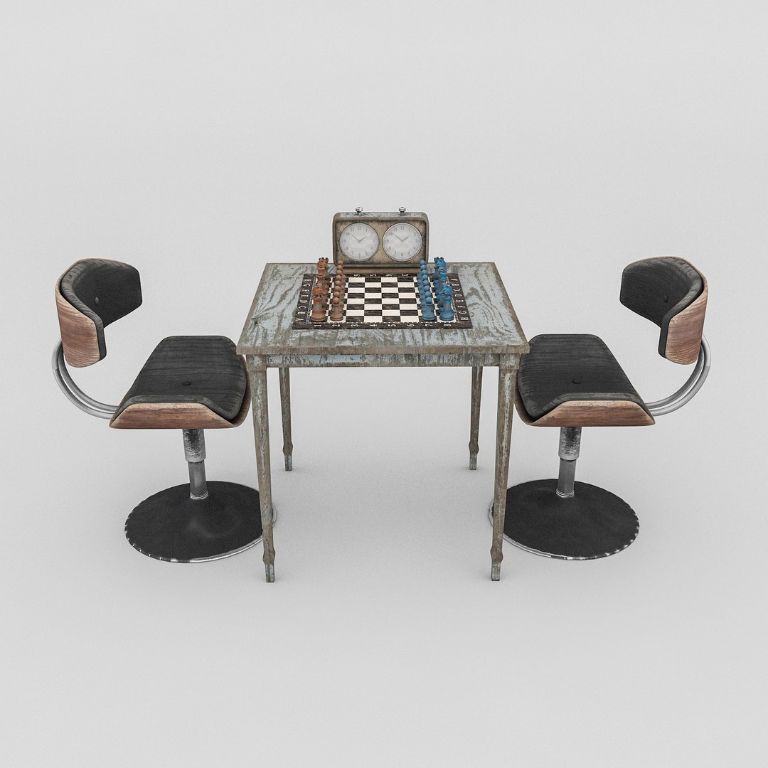 Chess Set And Table Chair Model - TurboSquid 1897236