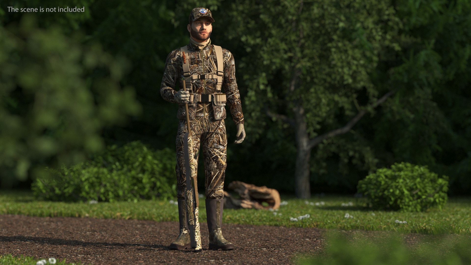 3D Man On Duck Hunt Standing In Grass Camo Fur - TurboSquid 1959533