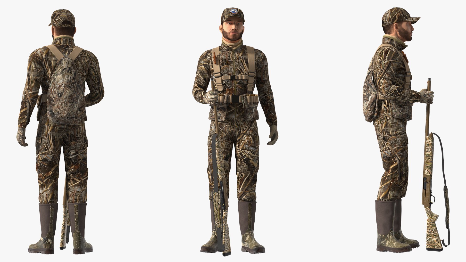 3D Man On Duck Hunt Standing In Grass Camo Fur - TurboSquid 1959533