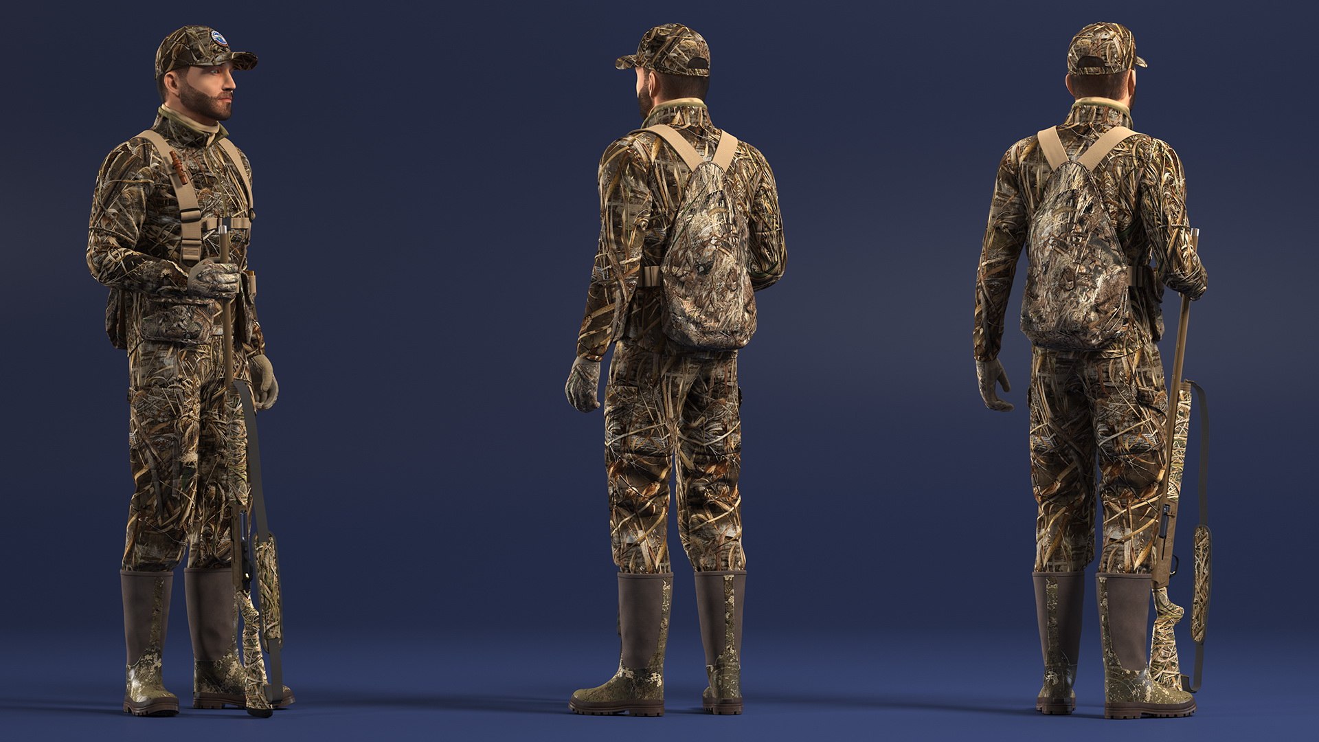 3D Man On Duck Hunt Standing In Grass Camo Fur - TurboSquid 1959533
