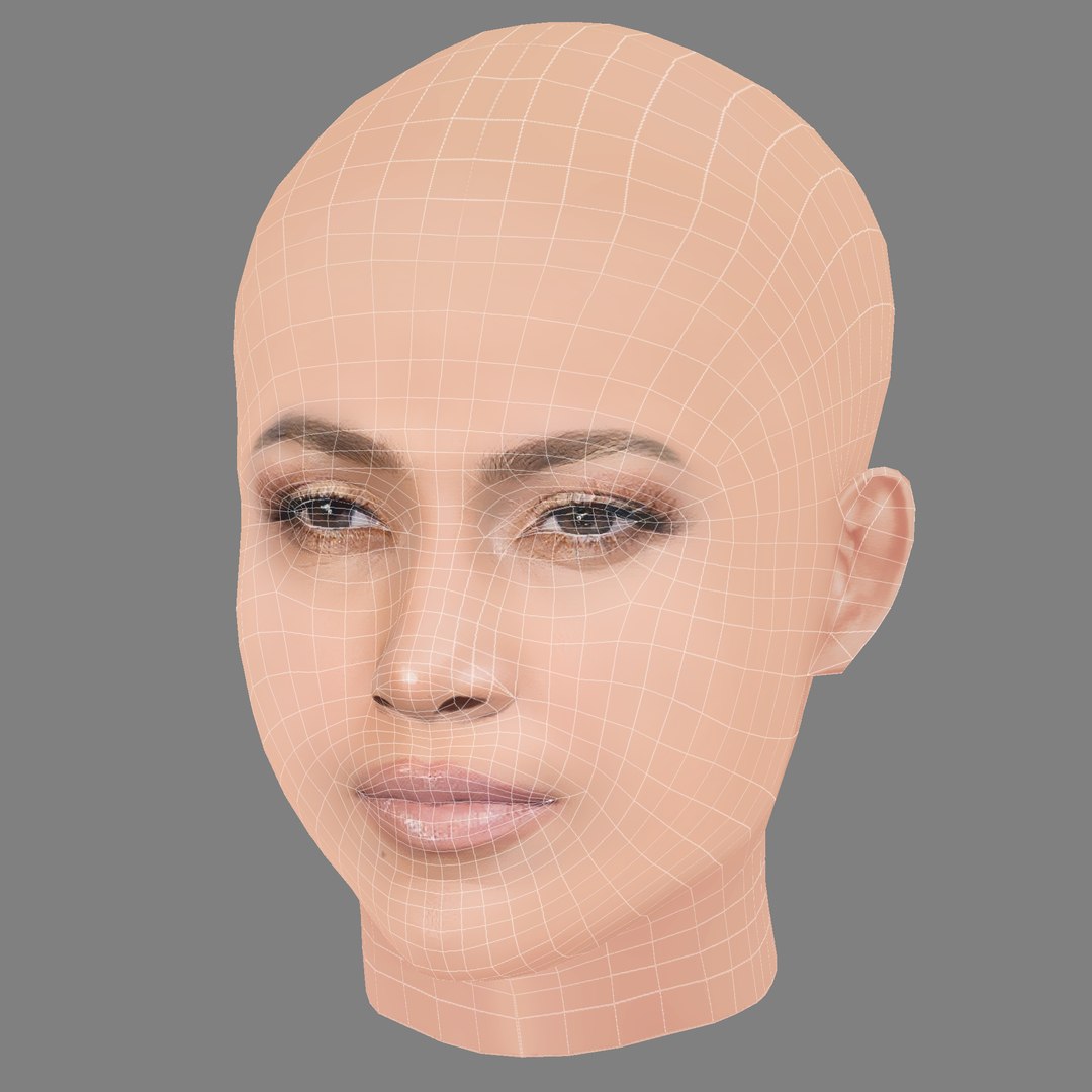 3D Model Jennifer Lopez Head - No Hair - Low Poly Head For Game ...