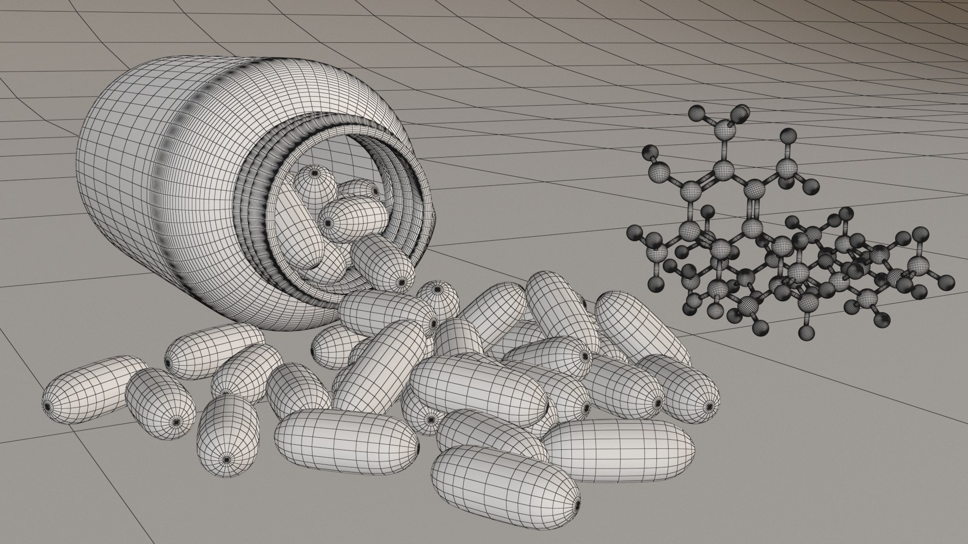 3D vitamin capsuled molecular - TurboSquid 1447845