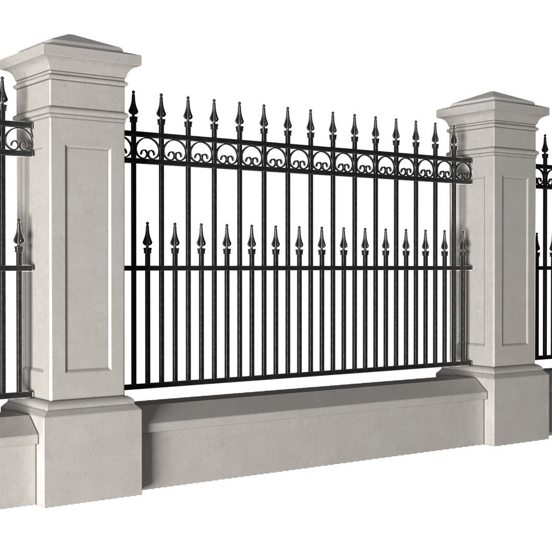 3D Fence In Classic Style With Wrought Iron Railing - TurboSquid 1998646