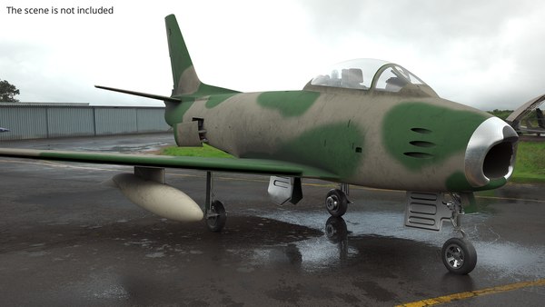 modelo 3d Avión de combate retro con toma de aire frontal, camuflaje e ...