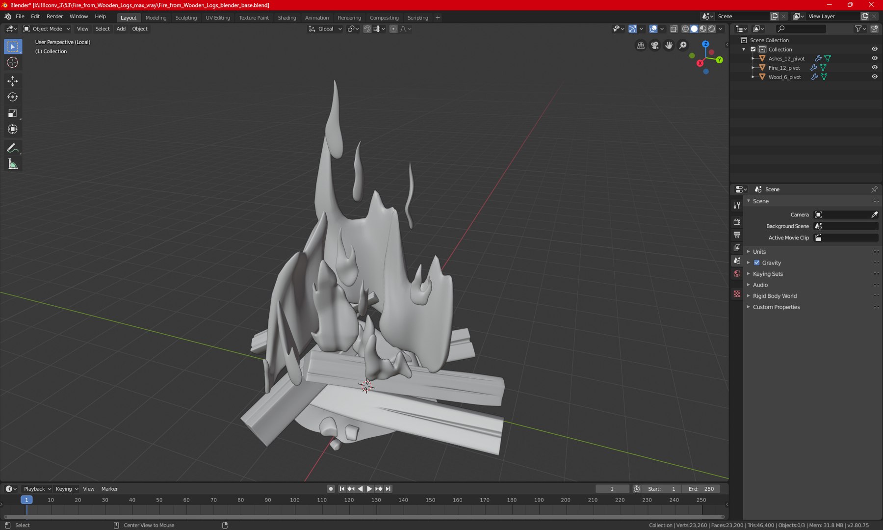 3D Fire From Wooden Logs - TurboSquid 2267552