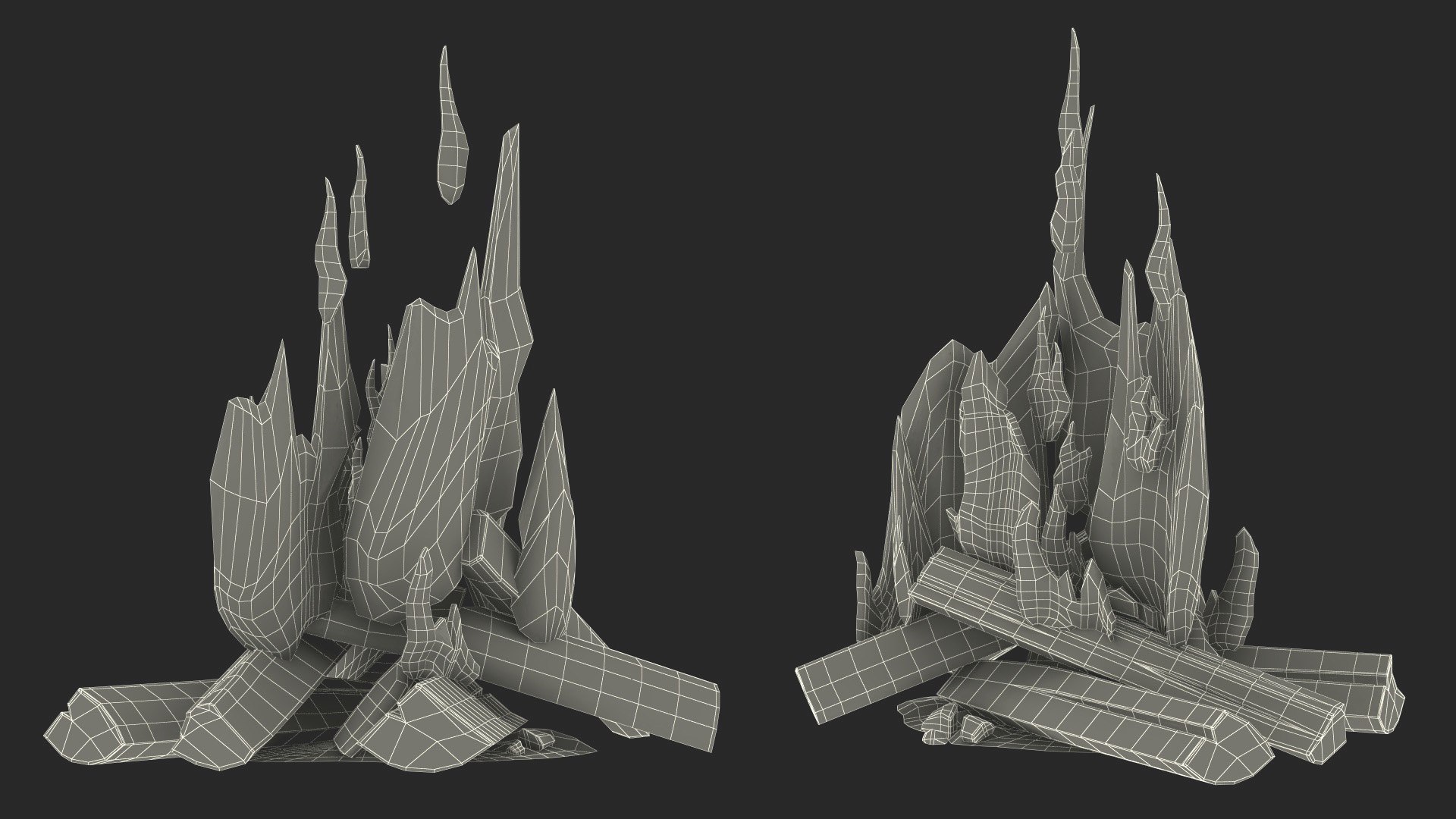 3D Fire From Wooden Logs - TurboSquid 2267552
