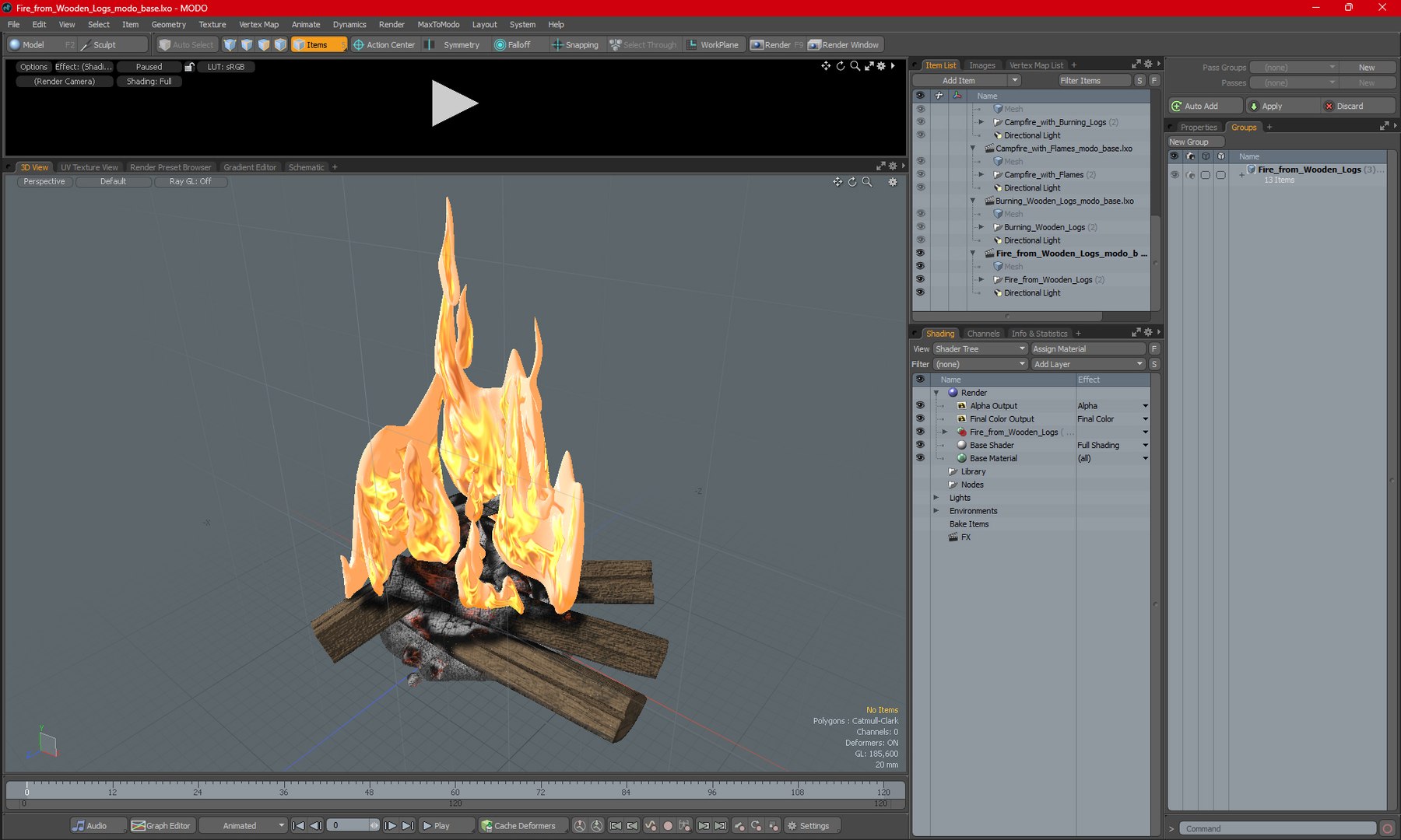 3D Fire From Wooden Logs - TurboSquid 2267552
