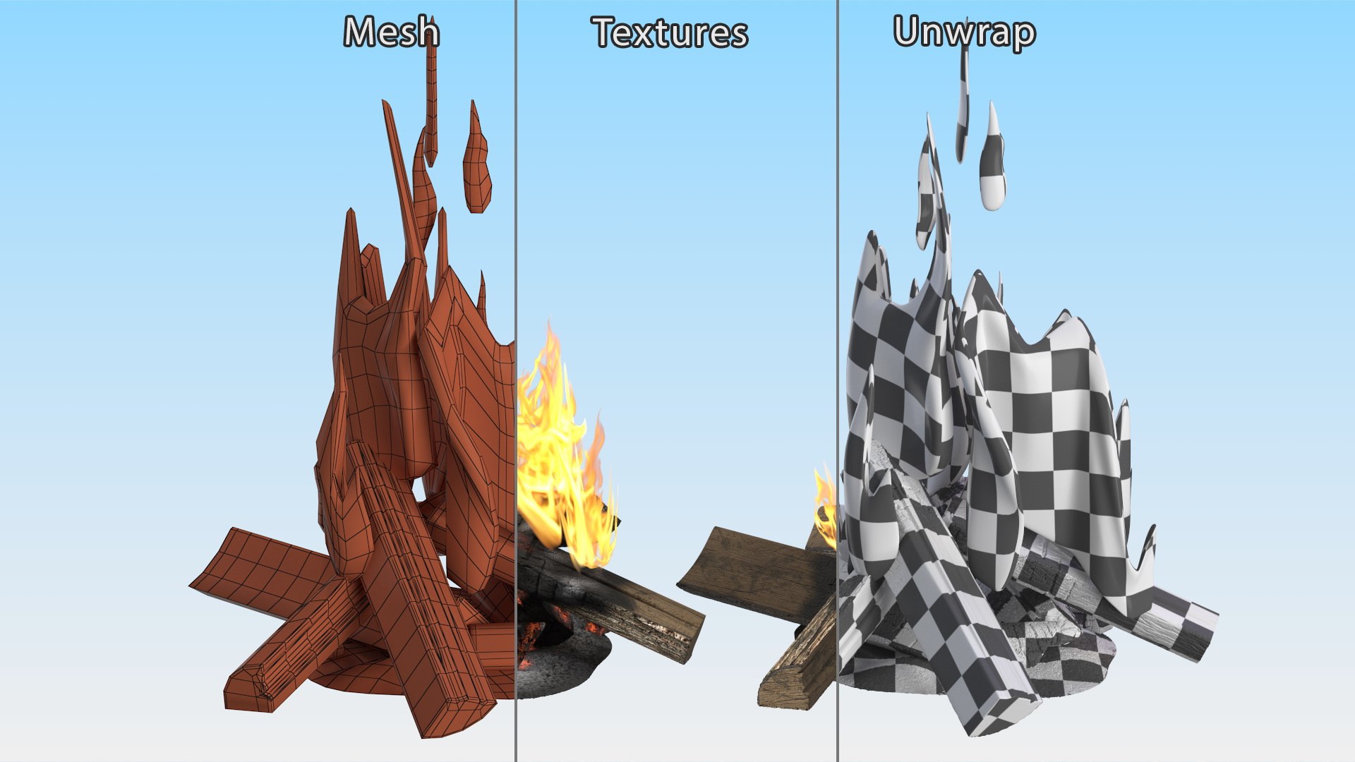3D Fire From Wooden Logs - TurboSquid 2267552
