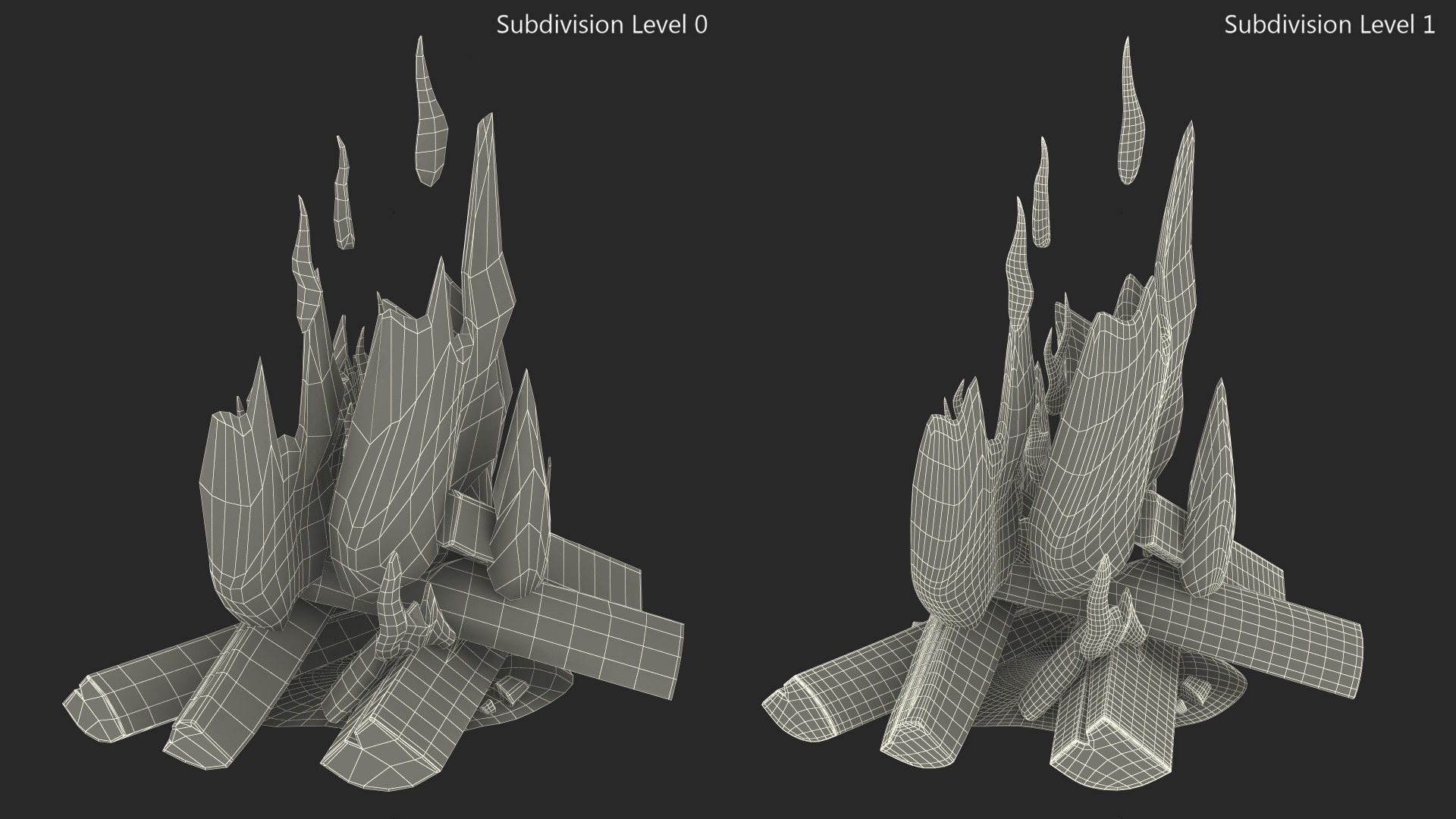 3D Fire From Wooden Logs - TurboSquid 2267552