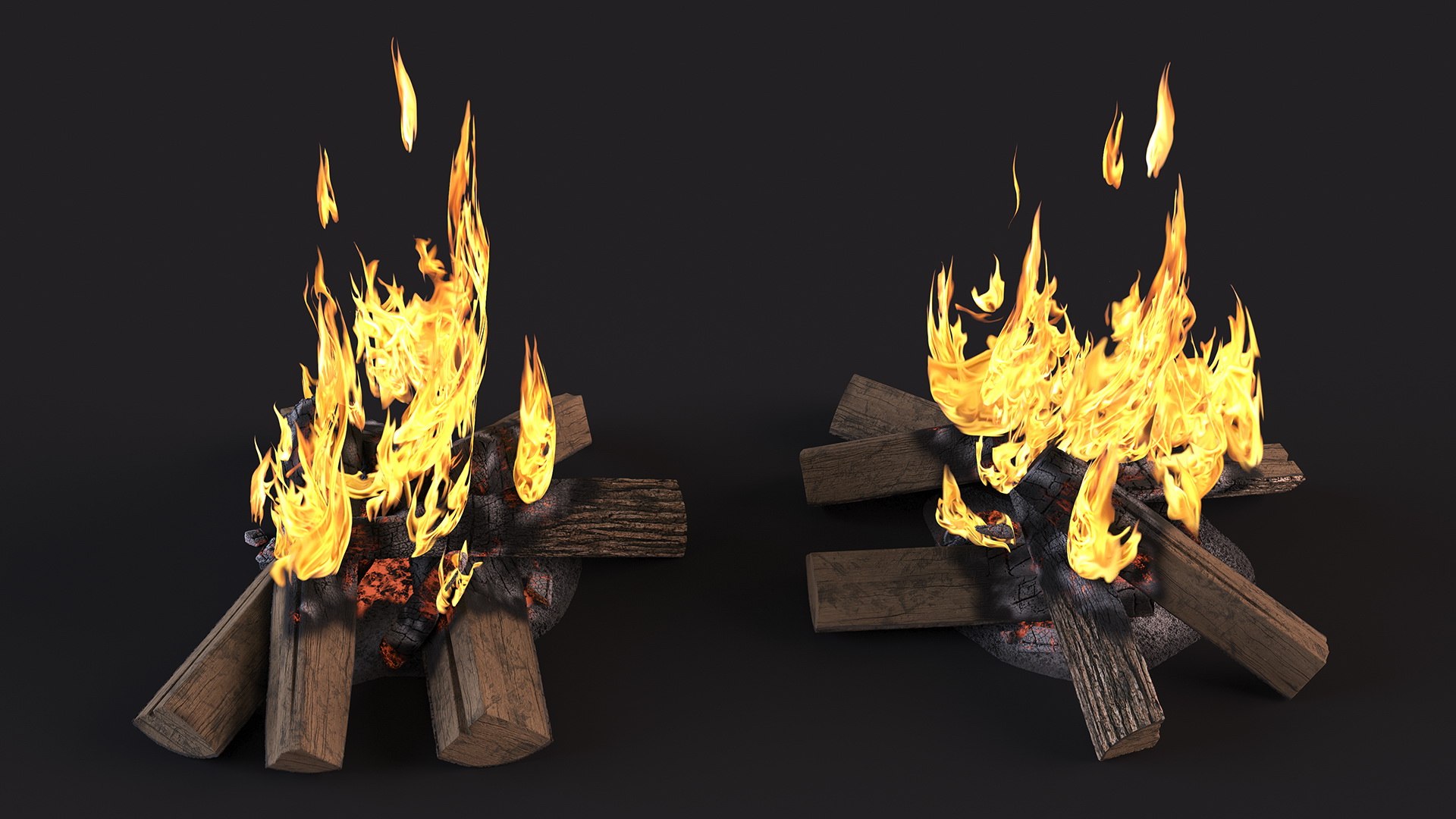 3D Fire From Wooden Logs - TurboSquid 2267552