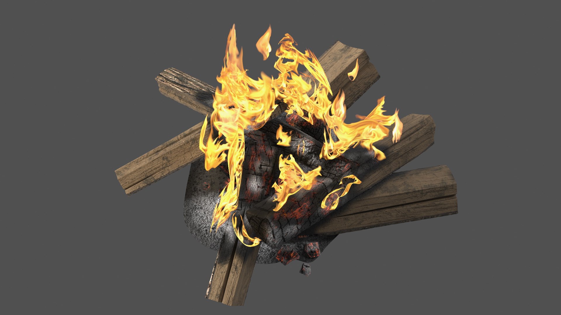 3D Fire From Wooden Logs - TurboSquid 2267552