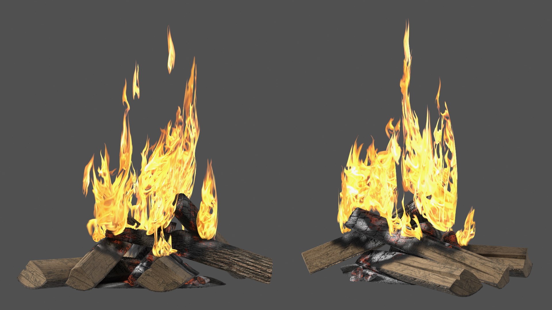 3D Fire From Wooden Logs - TurboSquid 2267552