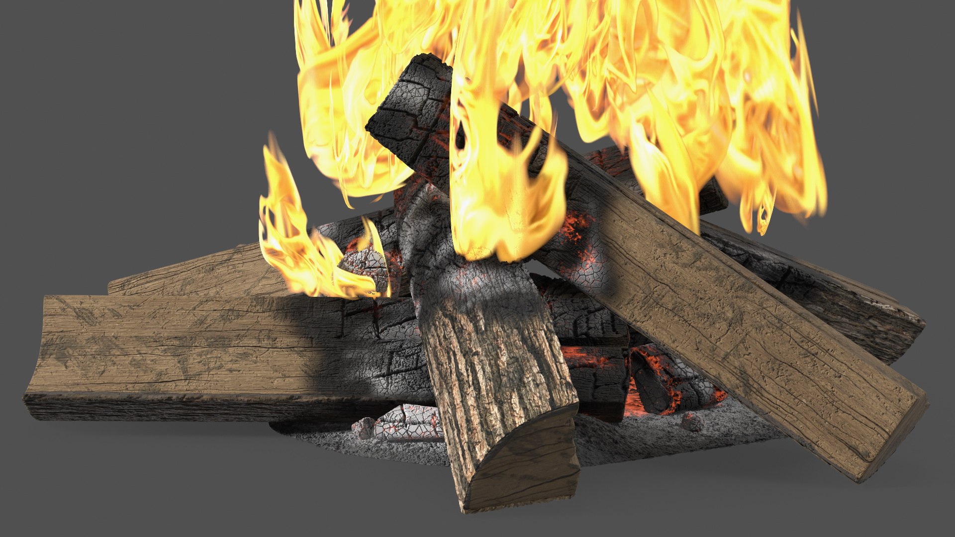 3D Fire From Wooden Logs - TurboSquid 2267552