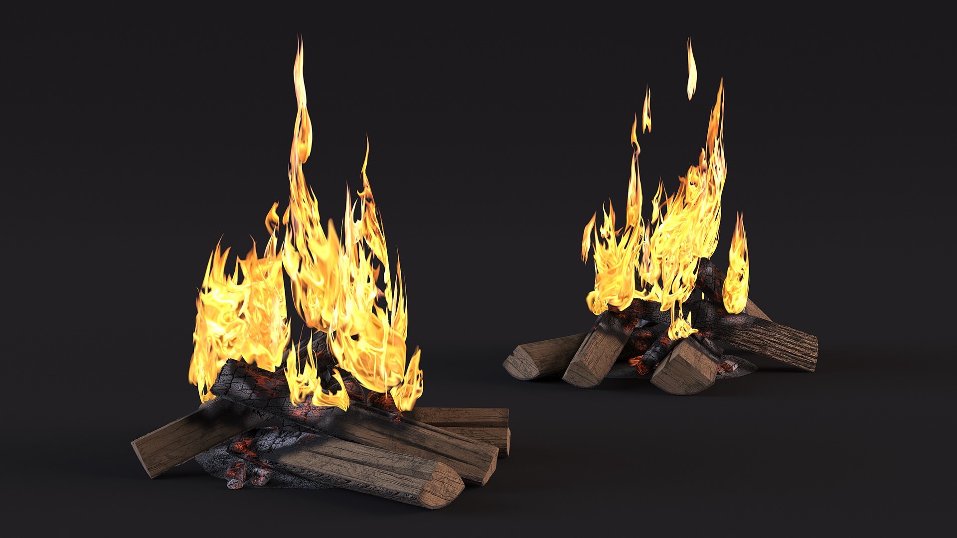 3D Fire From Wooden Logs - TurboSquid 2267552