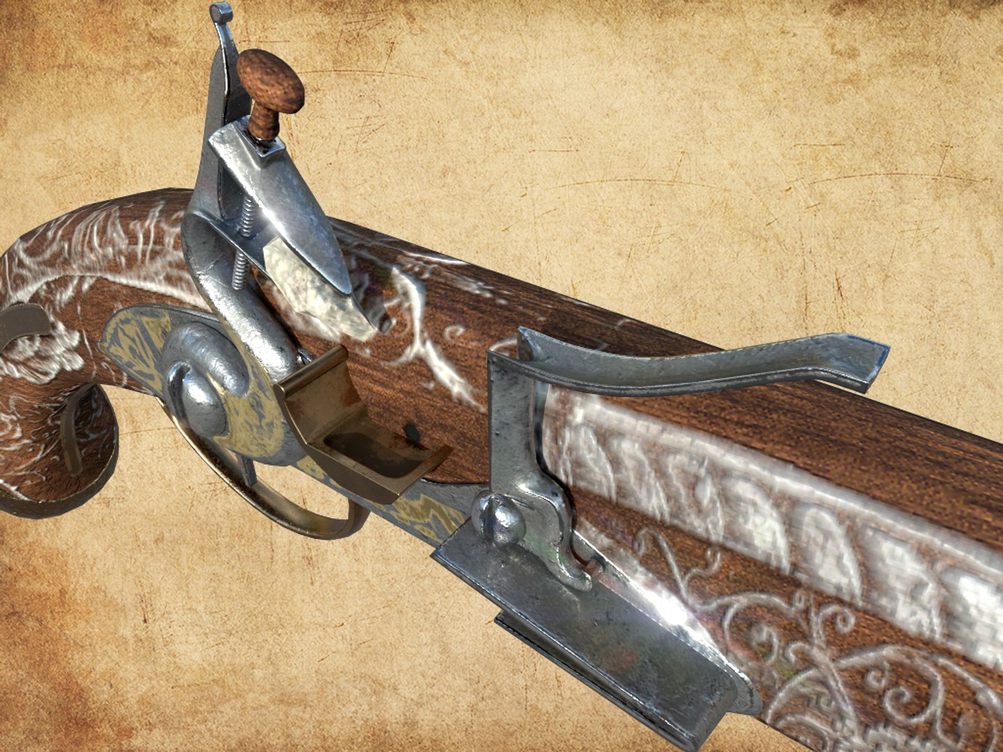 3D Model Flintlock Rifle - TurboSquid 1596843